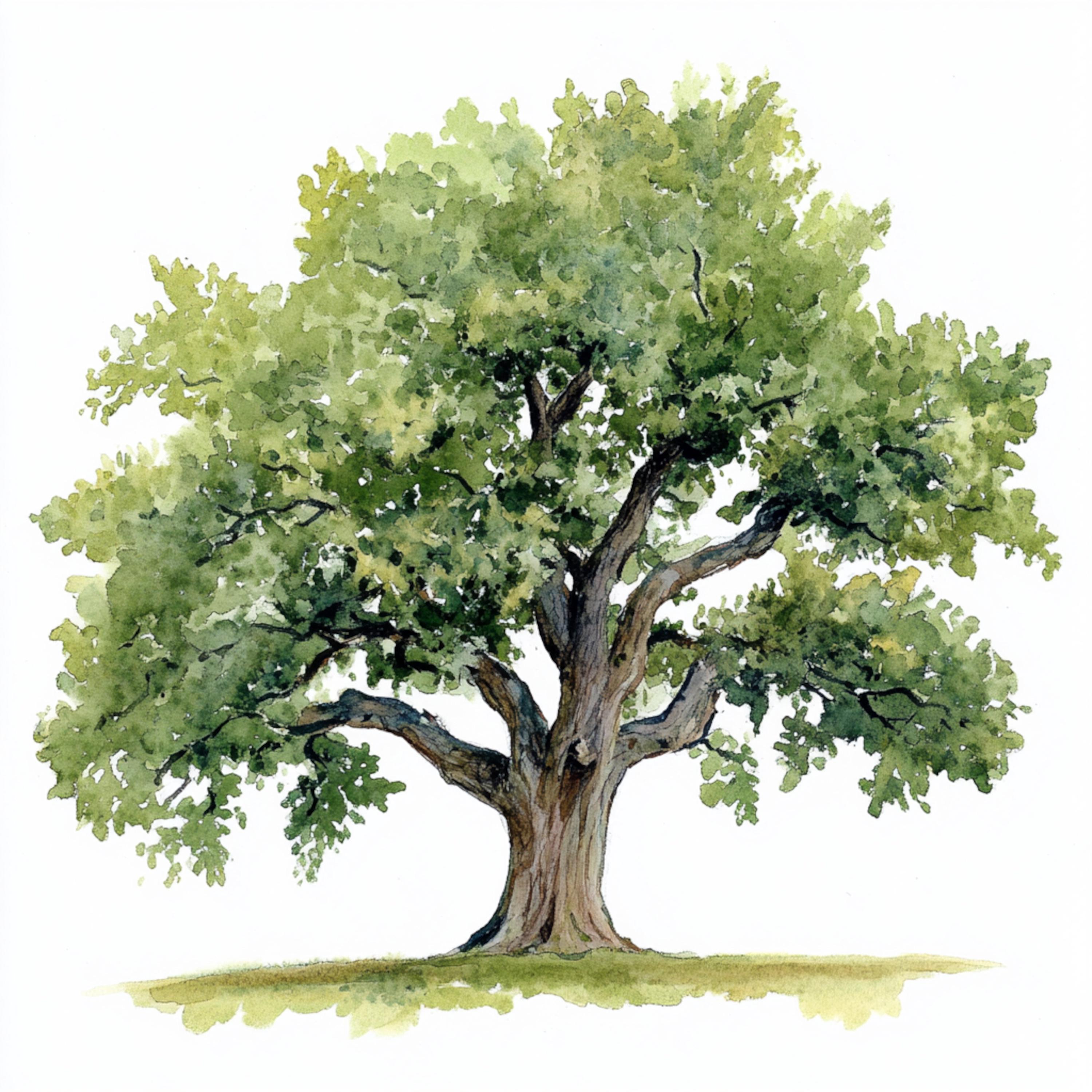 10 Printable Oak Trees, Botanical Art, Green Tree Decor, Oak Trees Art ...