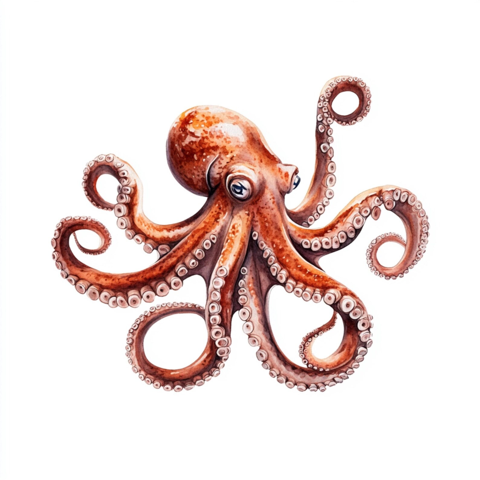 Printable Octopus Clipart, Octopus Watercolor, Nautical Clip Art ...