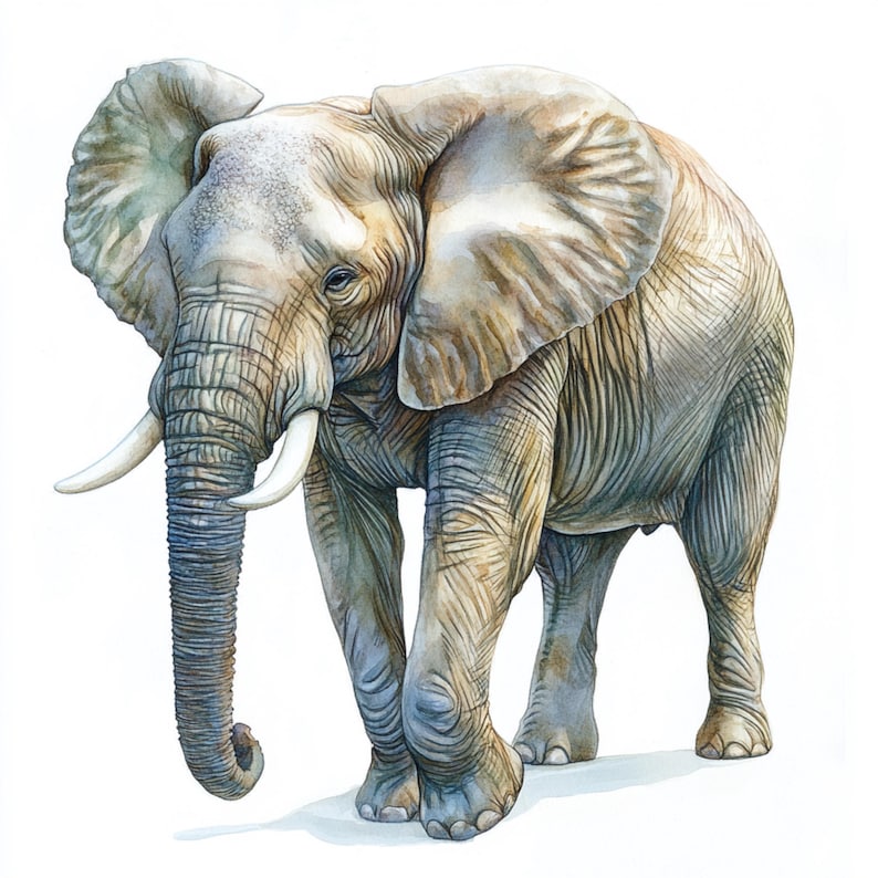 10 Printable Elephant, Watercolor Elephant, Elephante Clipart ...