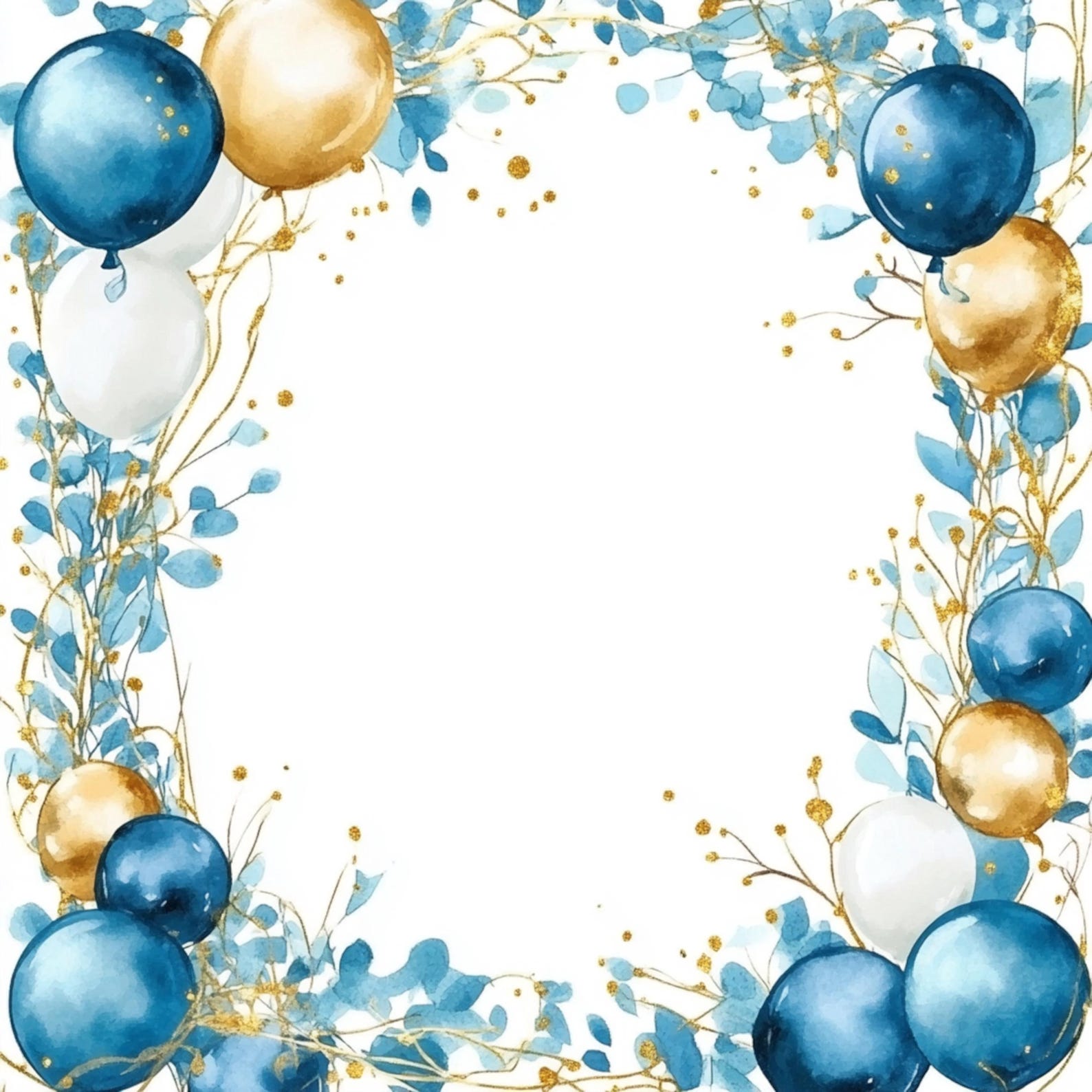 10 cornici stampabili con palloncini blu e bianchi, palloncini per ...