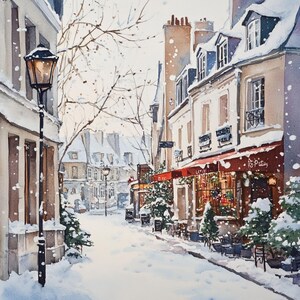 Peinrable Christmas Paris Card, Watercolor Art, Christmas Card ...