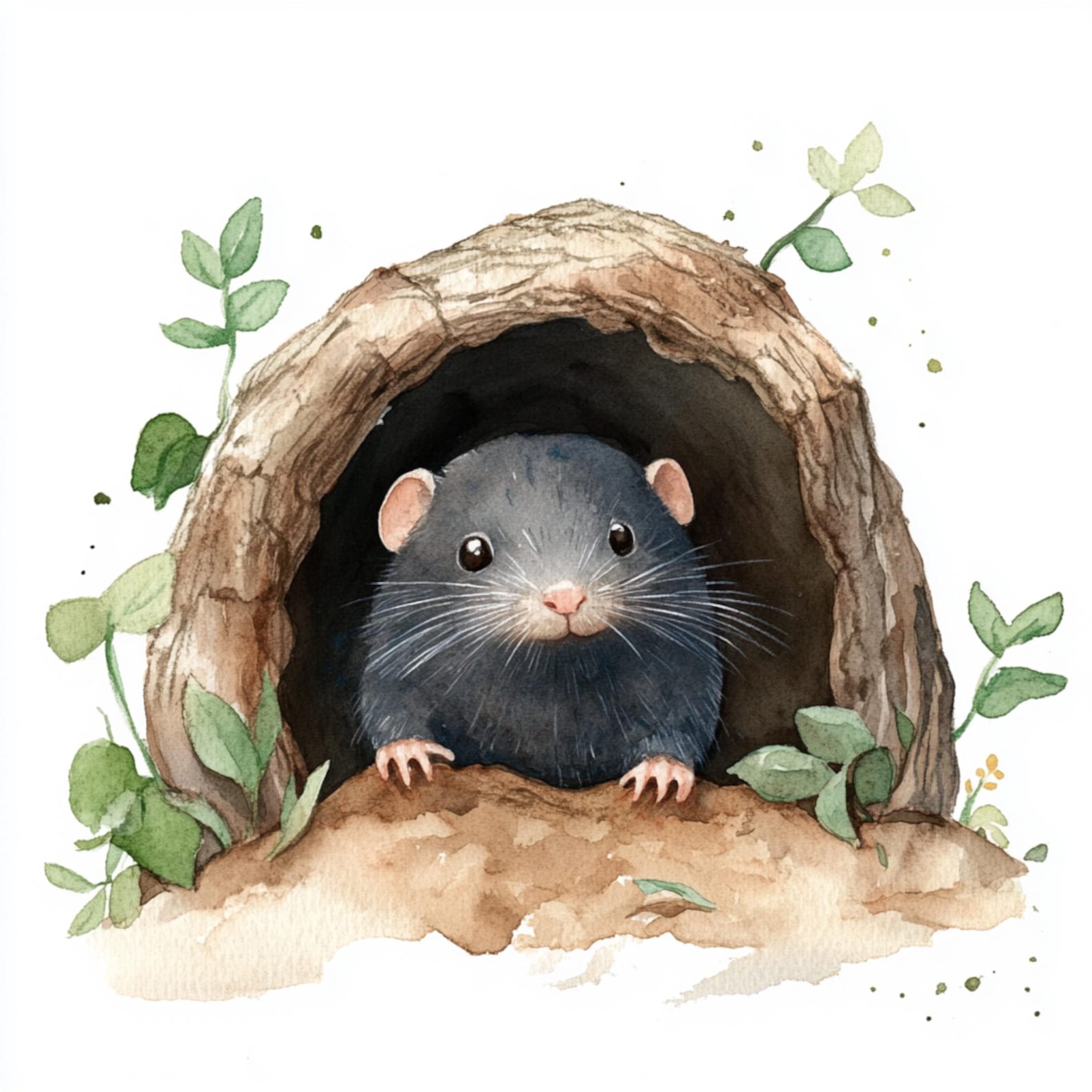 Printable Cute Mole Clipart, Moles Watercolor Art, Printable JPG ...