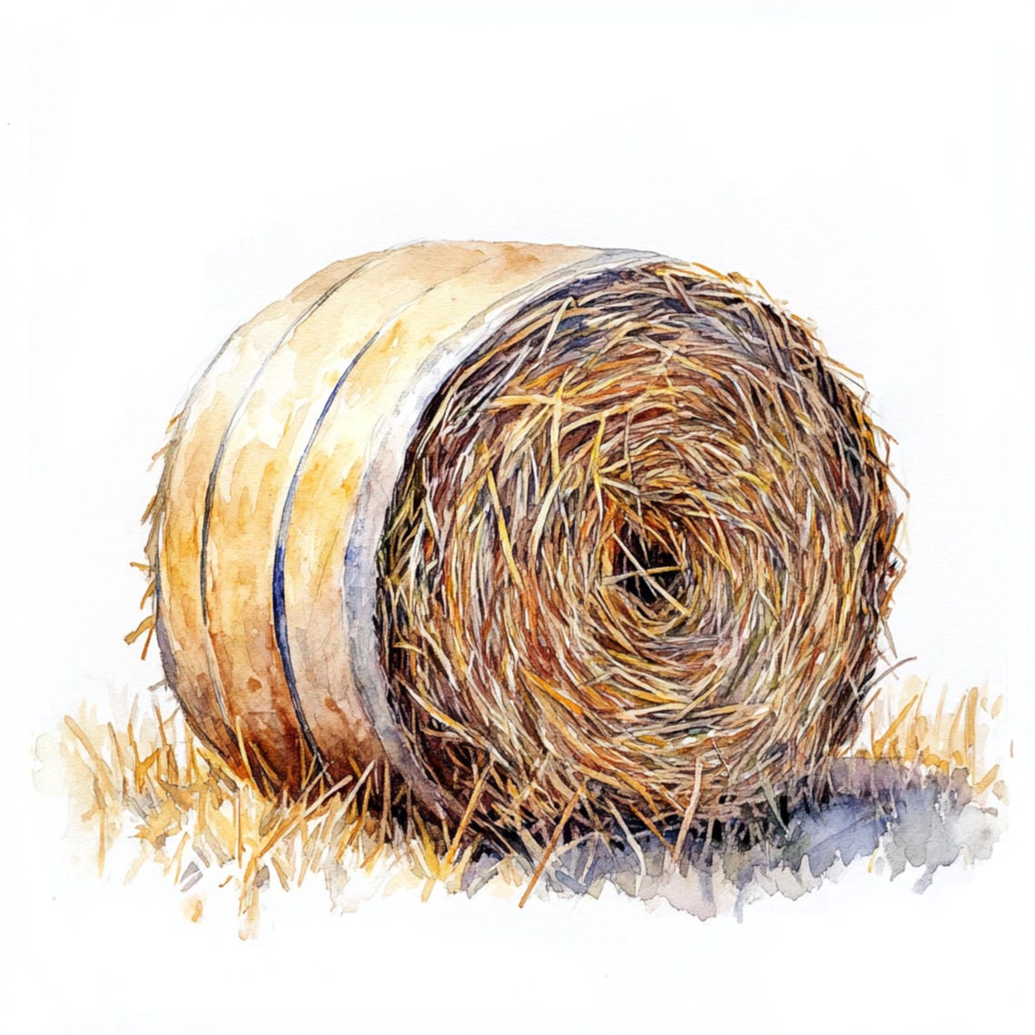 10 Printable Hay Painting, Watercolor Hay Bale, Straw Bale Decor ...