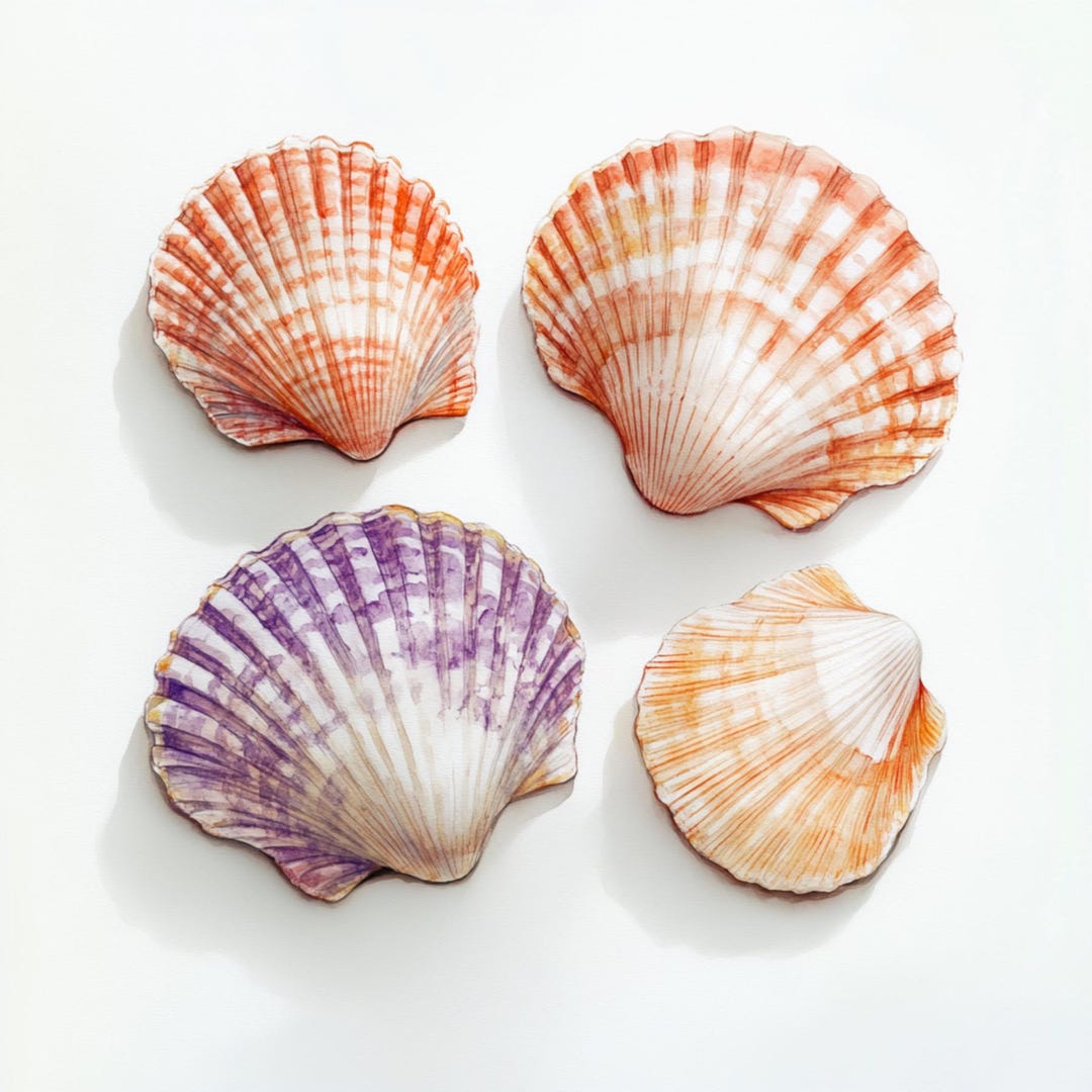 Printable Sea Shell Clipart, Seashell Watercolor, 10 Nautical Clip Art ...