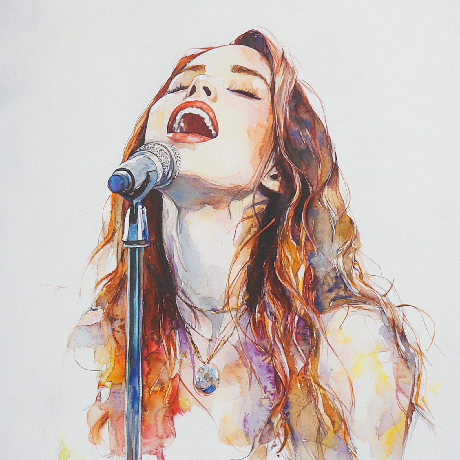 Watercolor Singing Girl, Young Women Singer, Beautiful Singer Girl ...