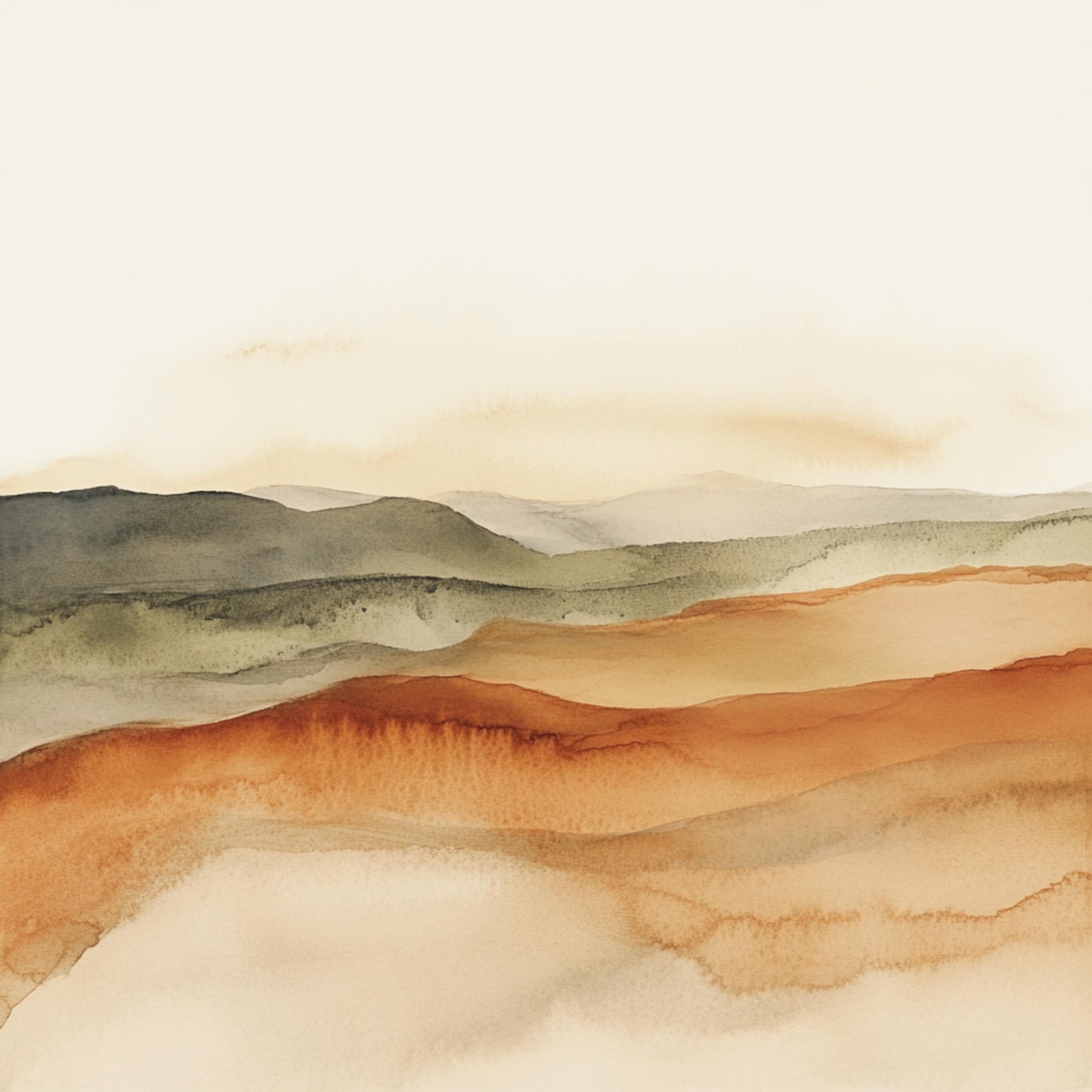10 Printable Watercolor Abstract Landscape, Watercolor Terracotta ...