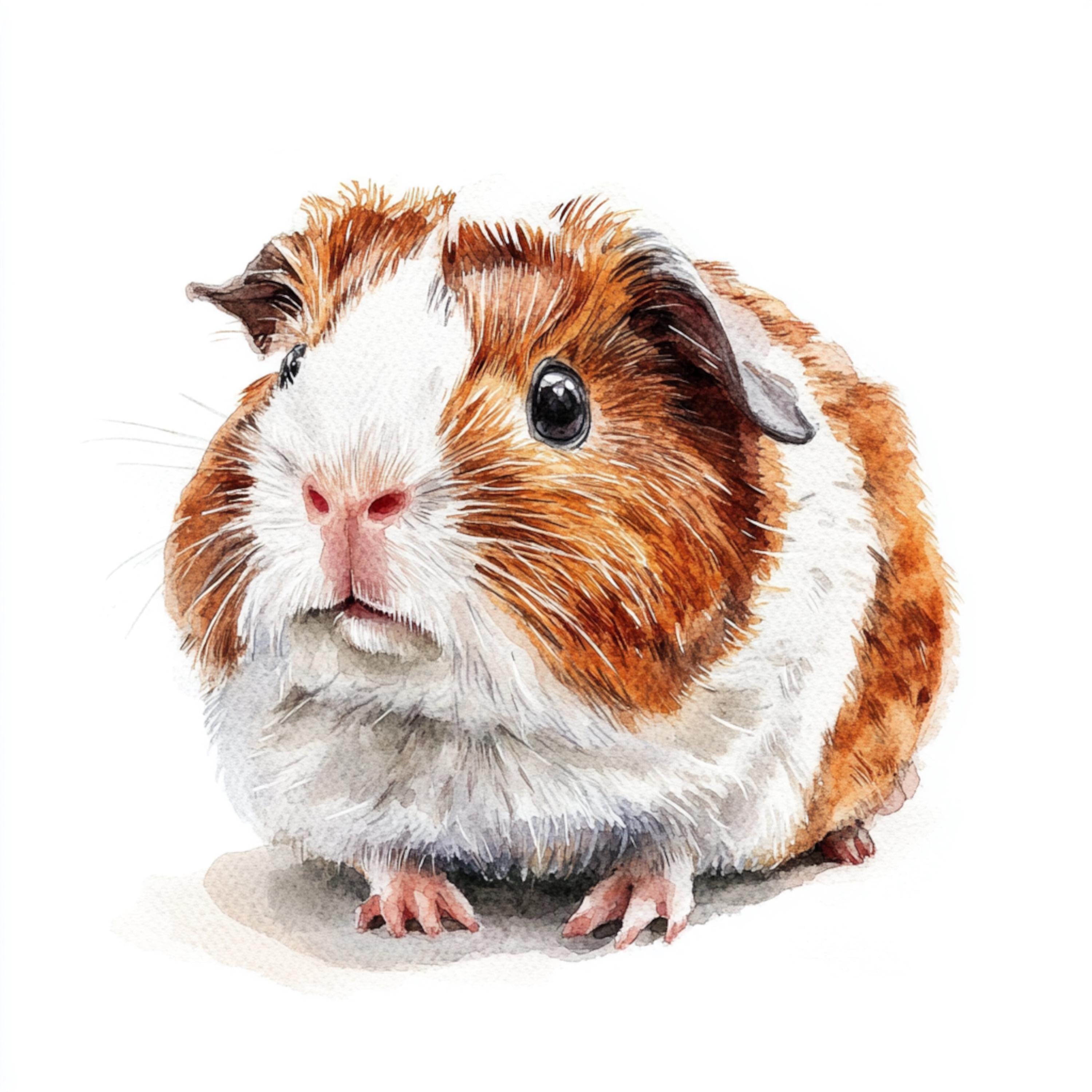 10 Printable Cute Guinea Pig, Watercolor Guinea Pig, Fun Clipart ...