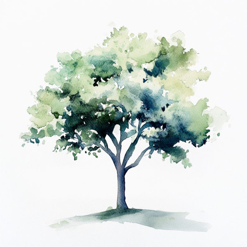 Printable Minimalist Tree, Watercolor Tree, 10 Images, Botanical Art ...