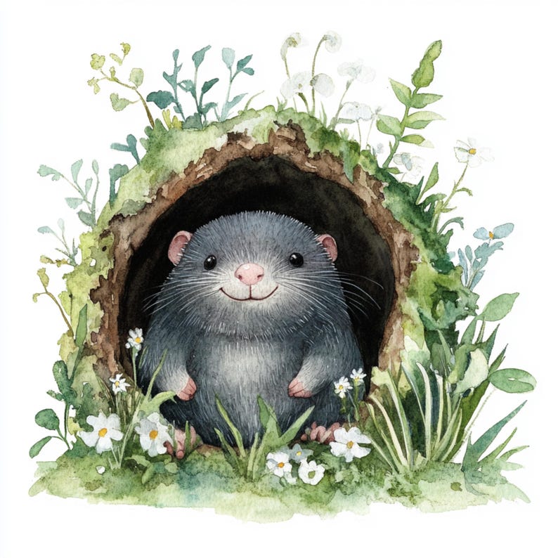 Printable Cute Mole Clipart, Moles Watercolor Art, Printable JPG ...