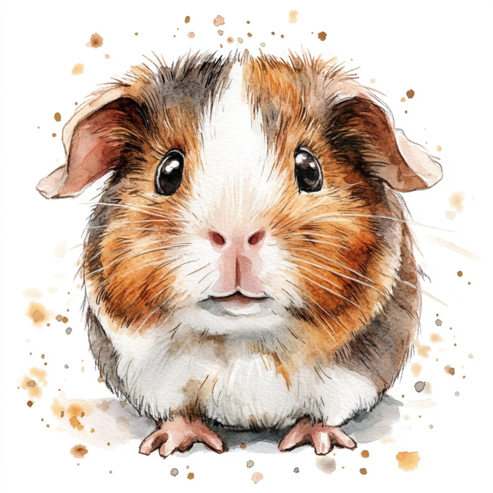 10 Printable Cute Guinea Pig, Watercolor Guinea Pig, Fun Clipart ...