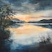 10 Printable Morning Lake Landscape, Sunrise Lake Watercolor Art ...