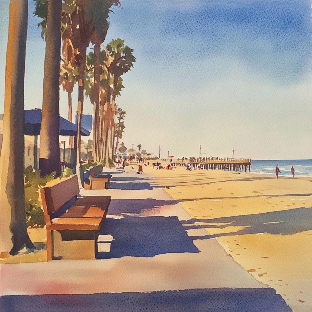 10 Printable Venice Beach Landscape Art, California Coast Art, Venice ...