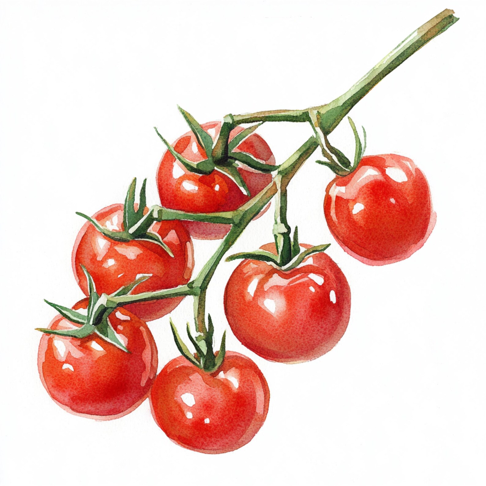 10 Printable Cherry Tomato Decor, Watercolor Images, Tomatoes Clip Art ...