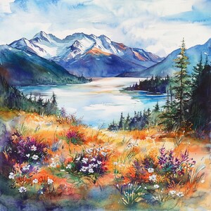 10 Printable Alaska Landscape, Mountain Watercolor Art, Printable Jpgs ...