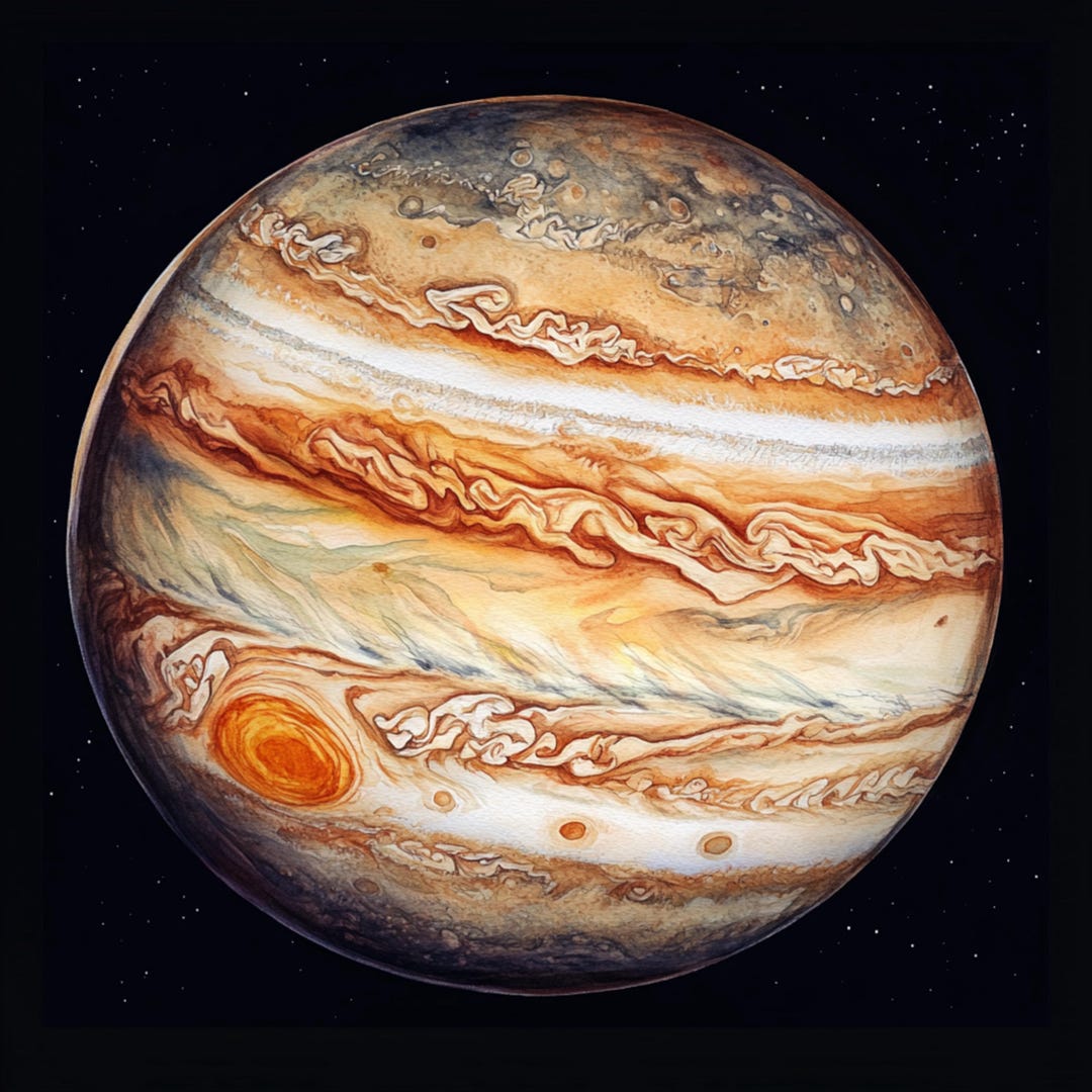 Printable Jupiter Art, Watercolor Jupiter, 10 Planet Clipart, Printable ...