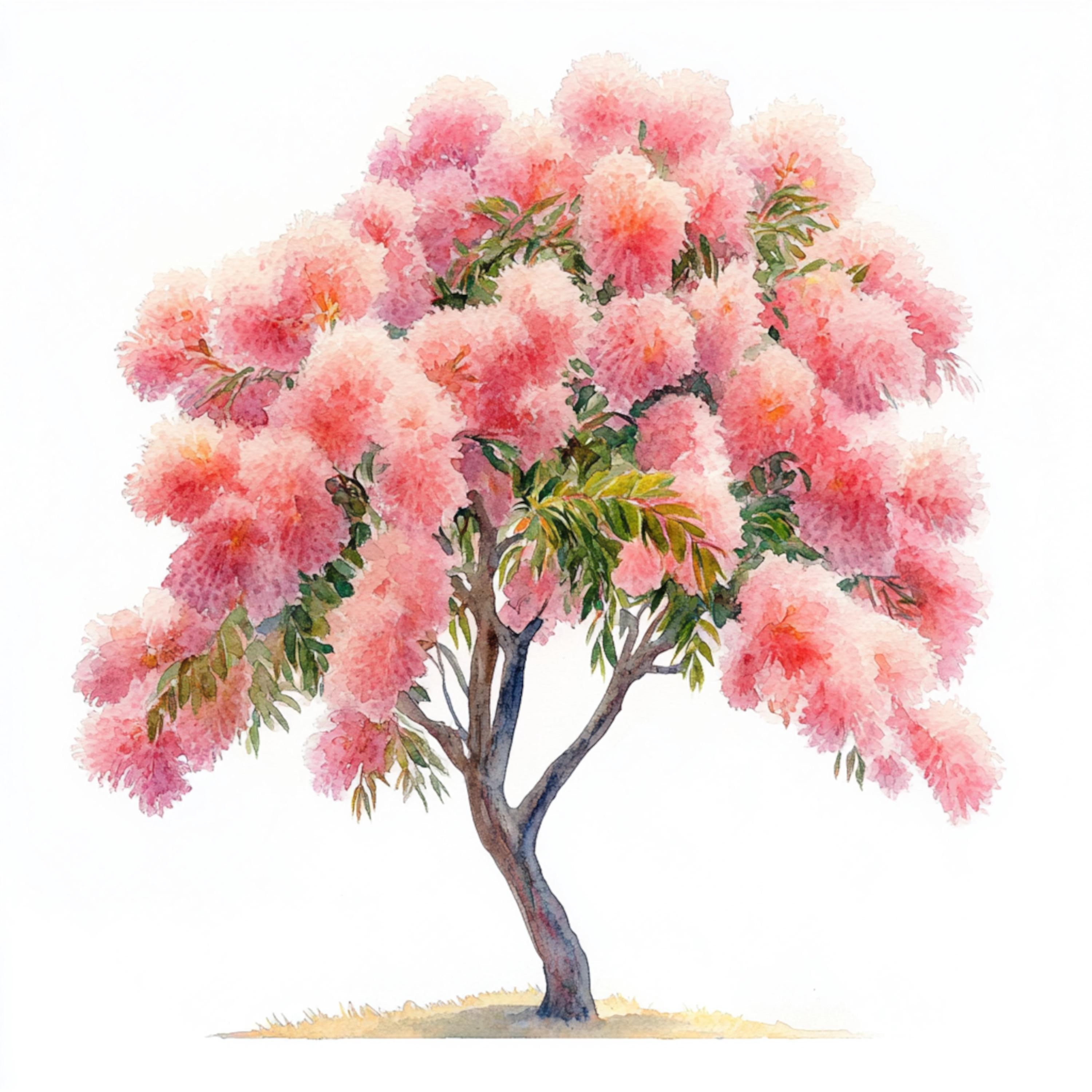 10 Printable Mimosa Tree, Watercolor Blossom Mimosa, Persian Silk Tree ...