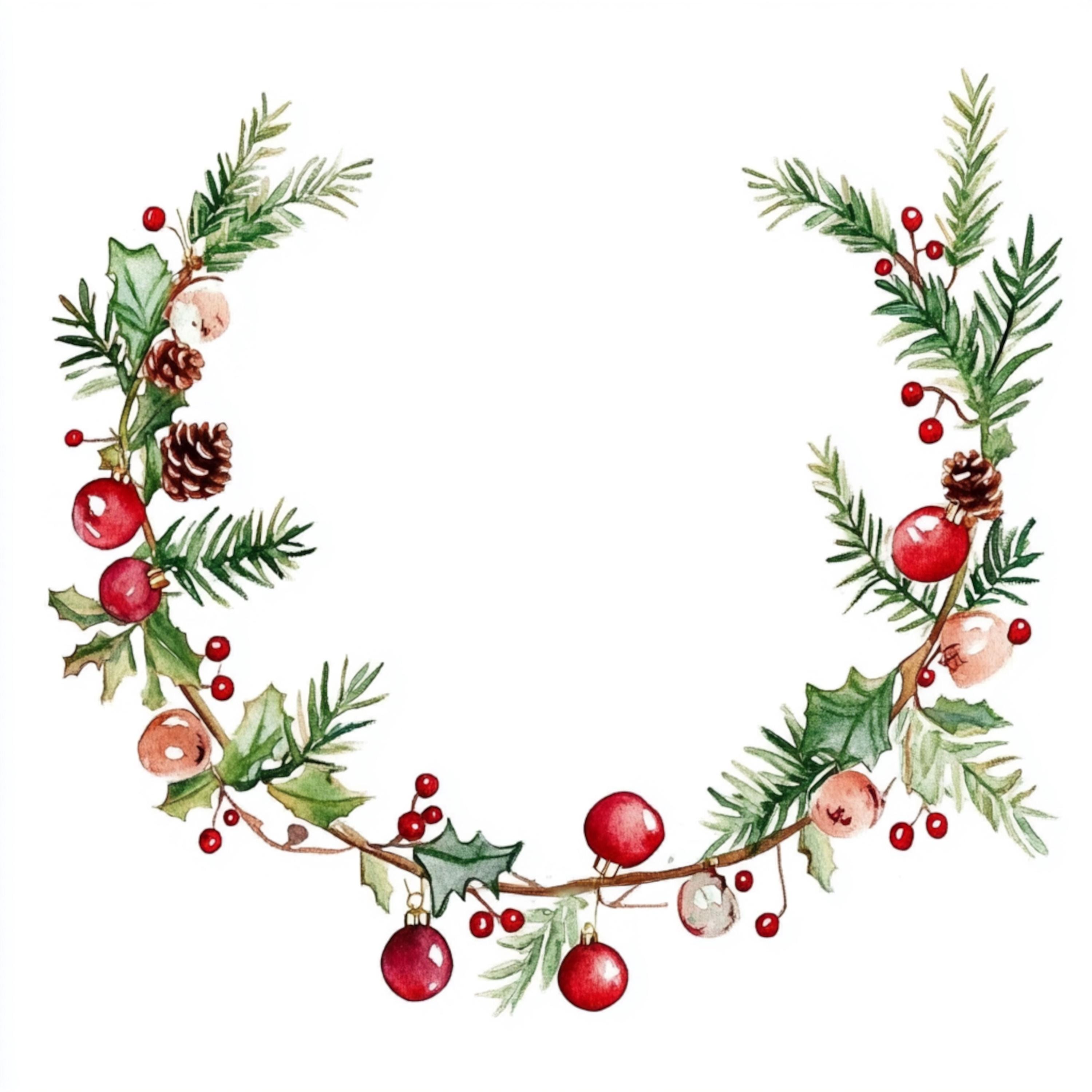 10 Printable Scandinavian Christmas Garland, Watercolor Style ...