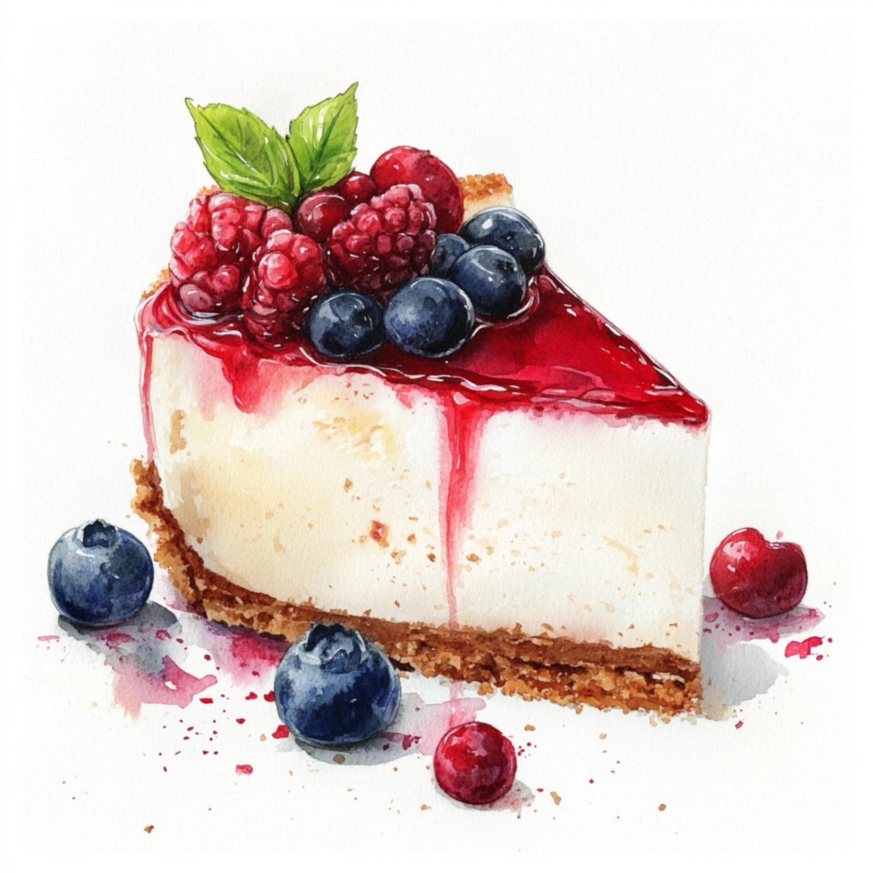 10 Printable Cheesecake, Watercolor Images, Food Art Decor Clipart ...