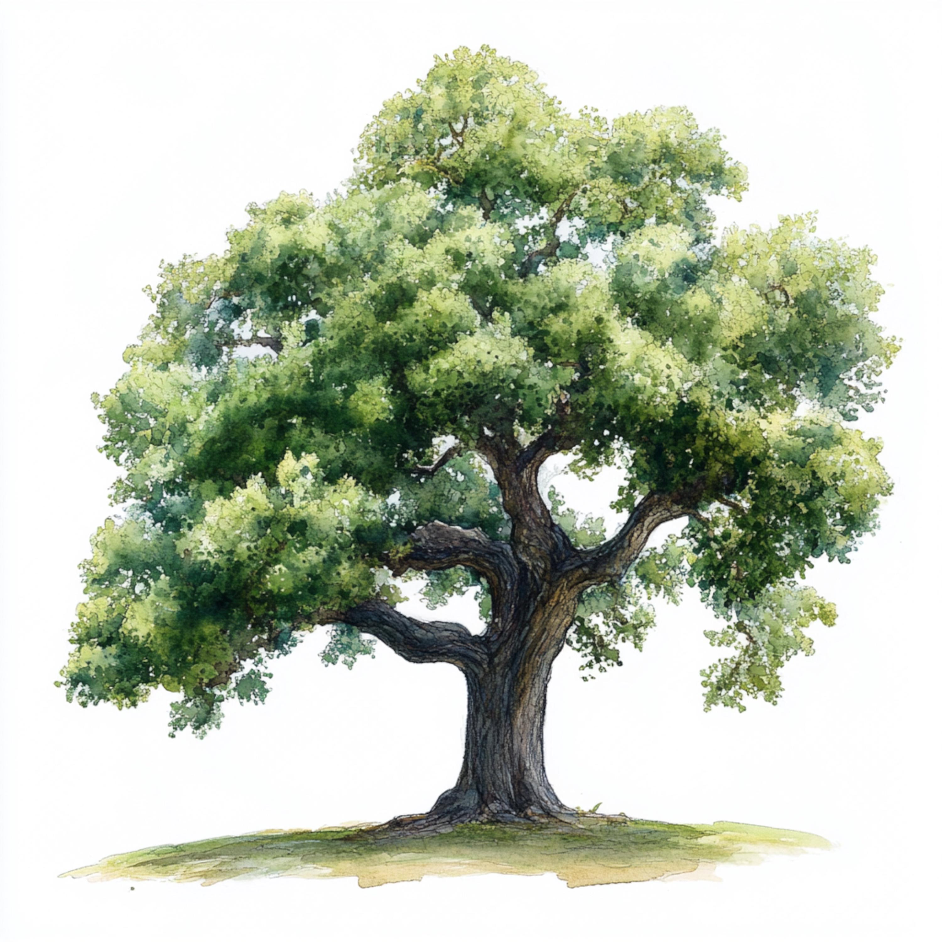 10 Printable Oak Trees, Botanical Art, Green Tree Decor, Oak Trees Art ...