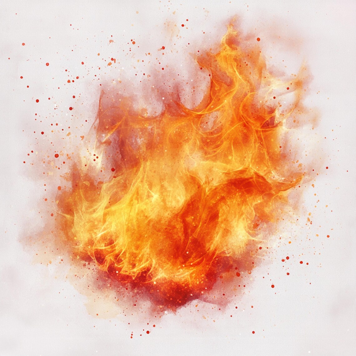 Printable Fire Art, Watercolor Flame, Fire Effects Clipart, Printable ...