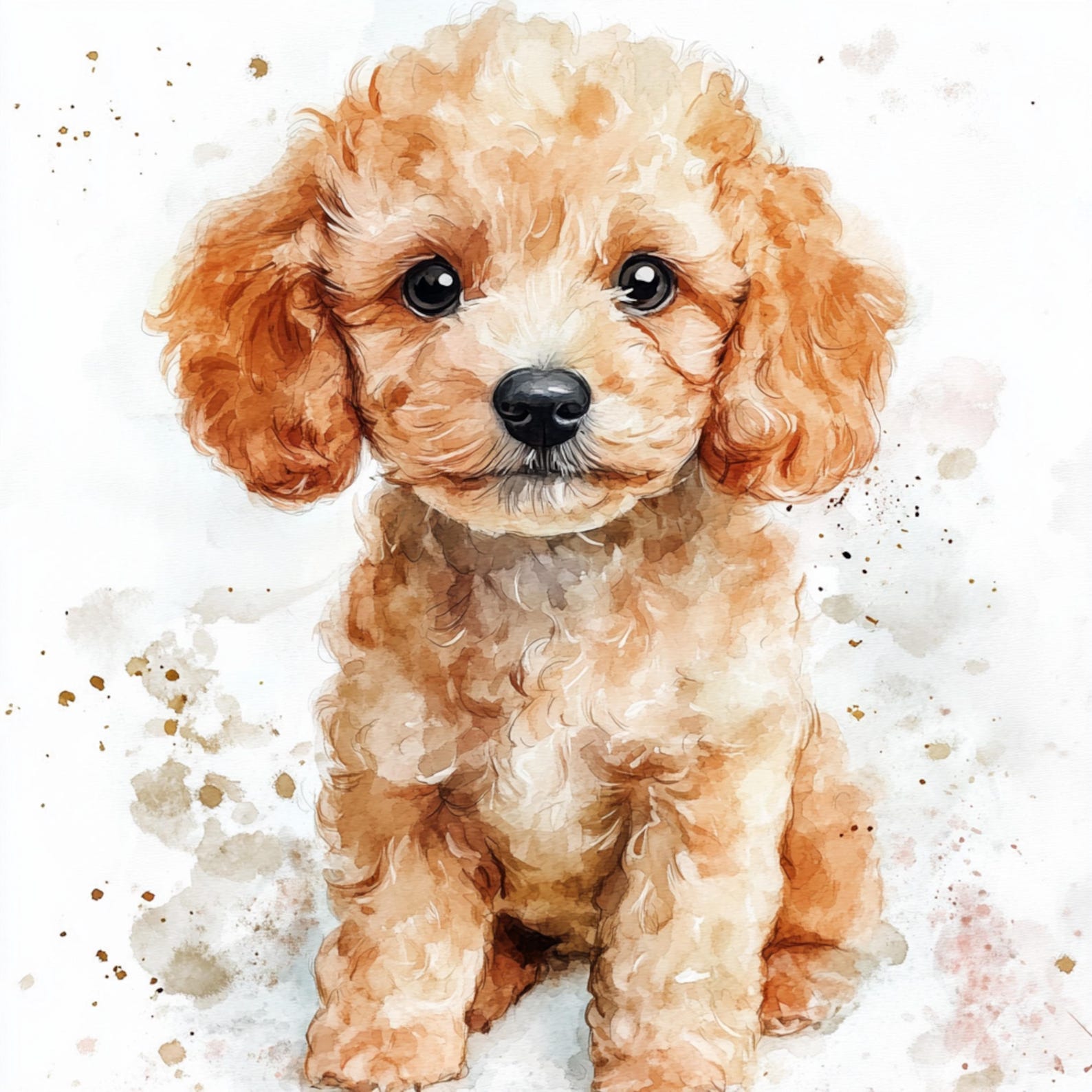 Printable Poodle Art, Puppy Poodle Images, Watercolor Art, Cute Clipart ...