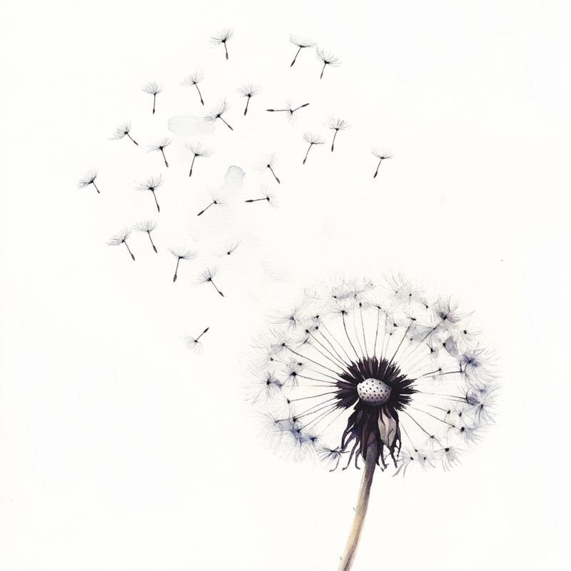 Dandelion Flying Drawing - Etsy UK