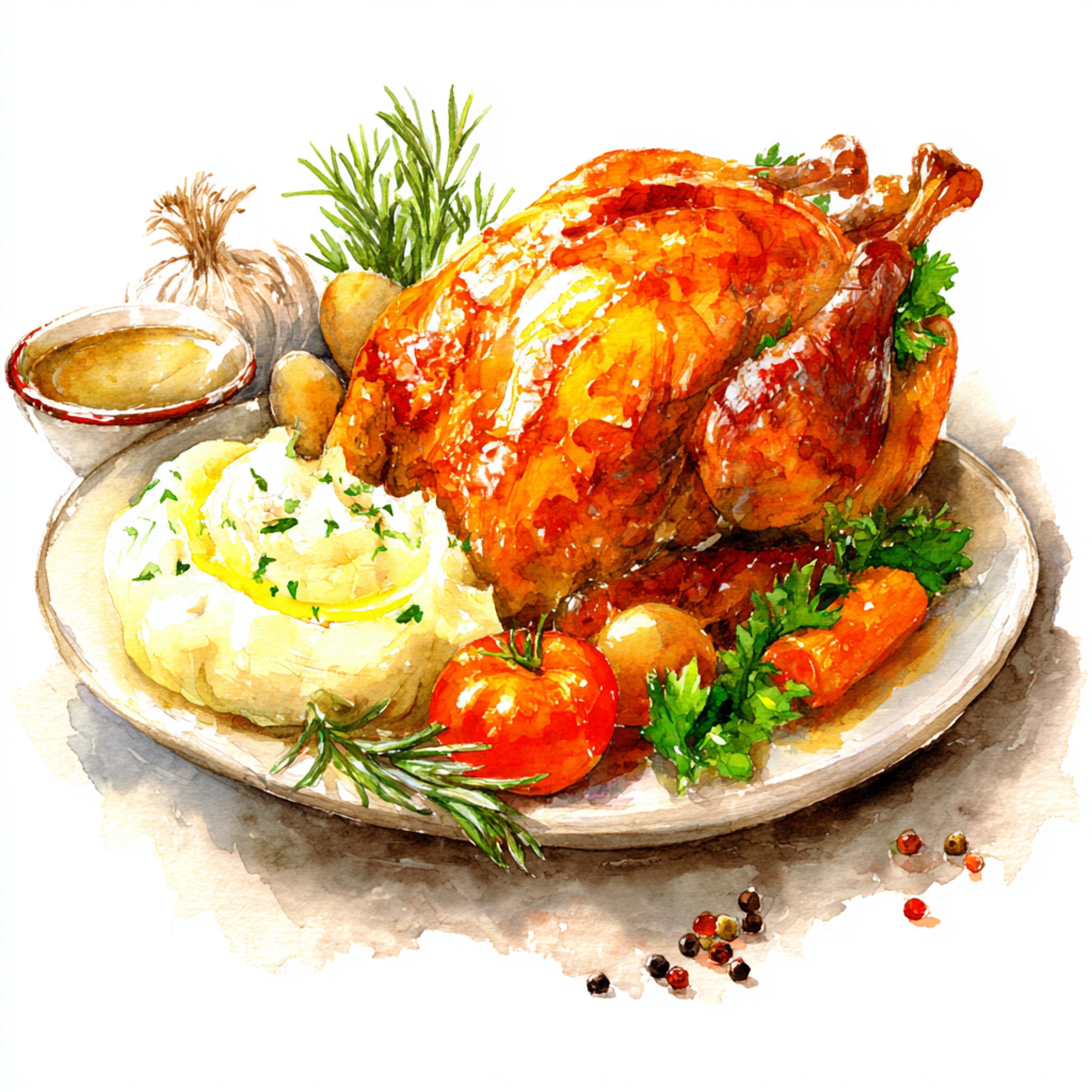12 Printable Turkey Dish Clipart, Watercolor Thanksgiving, Dish With ...