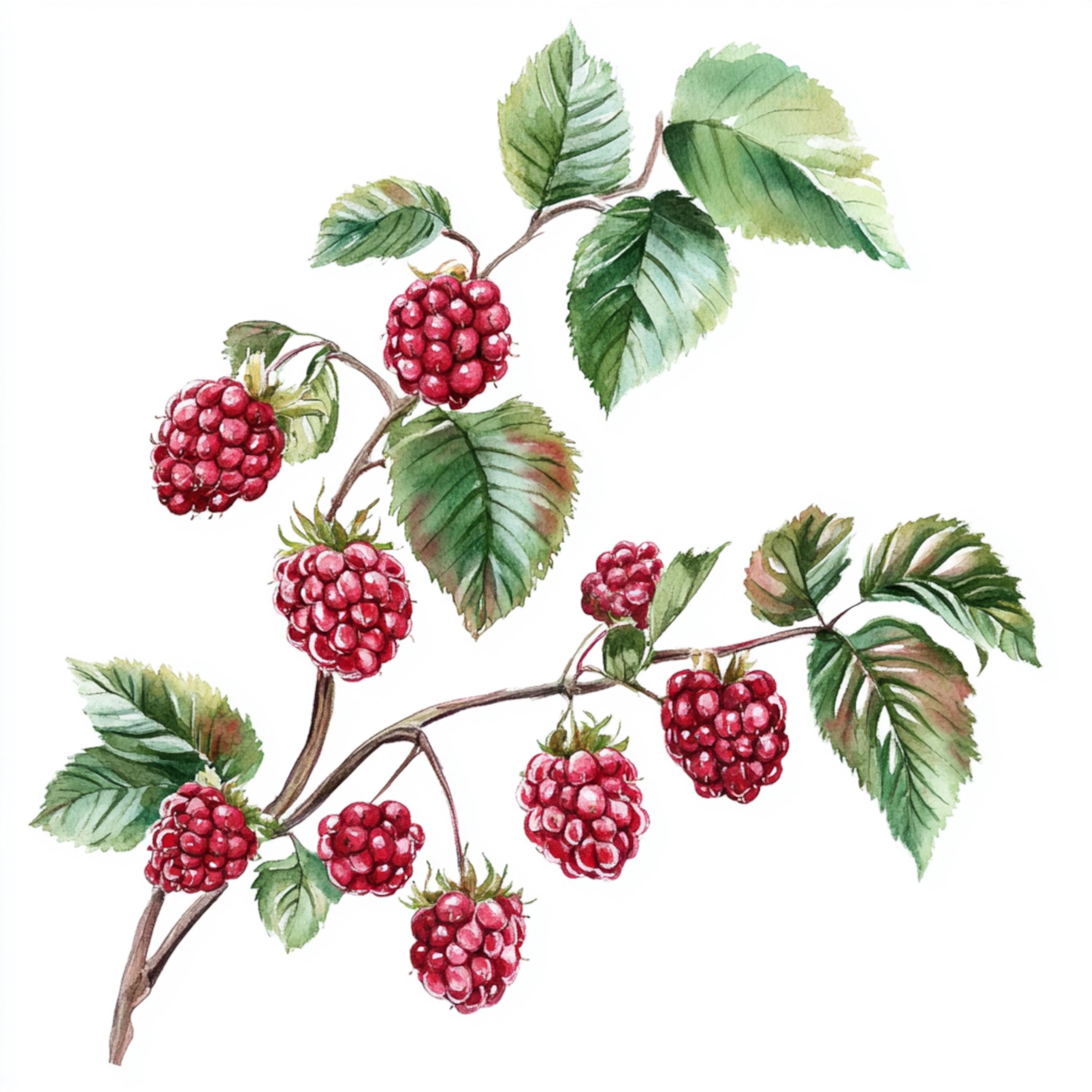 10 Printable Raspberry Decor, Watercolor Raspberry Branch, Raspberry ...