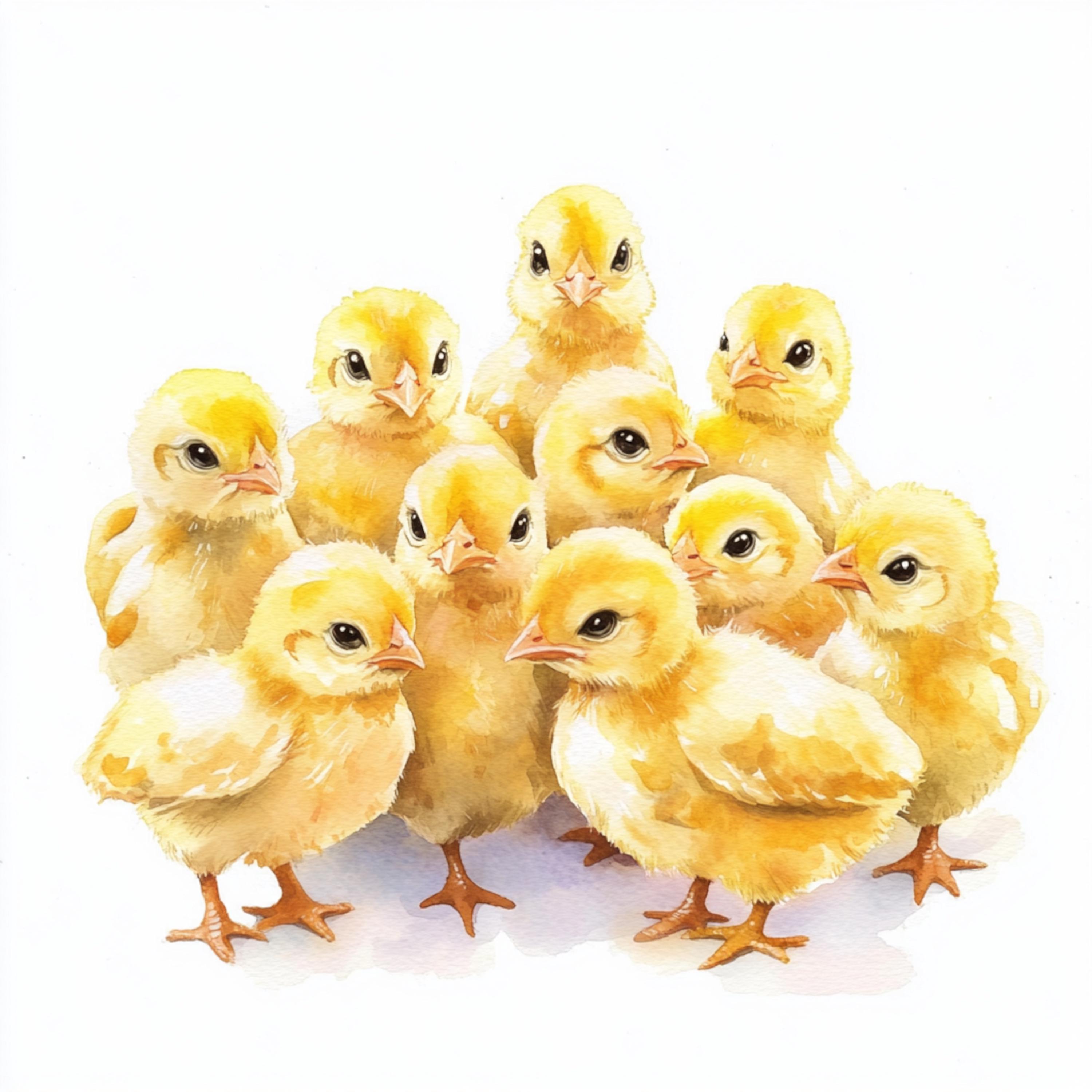 10 Printable Cute Chicks, Watercolor Fluffy Chicks, Easter Gift Decor ...