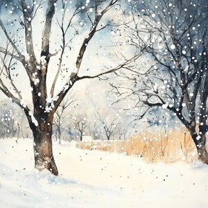 Winter Weather, Falling Snow Watercolor Art, Christmas Clip Art ...