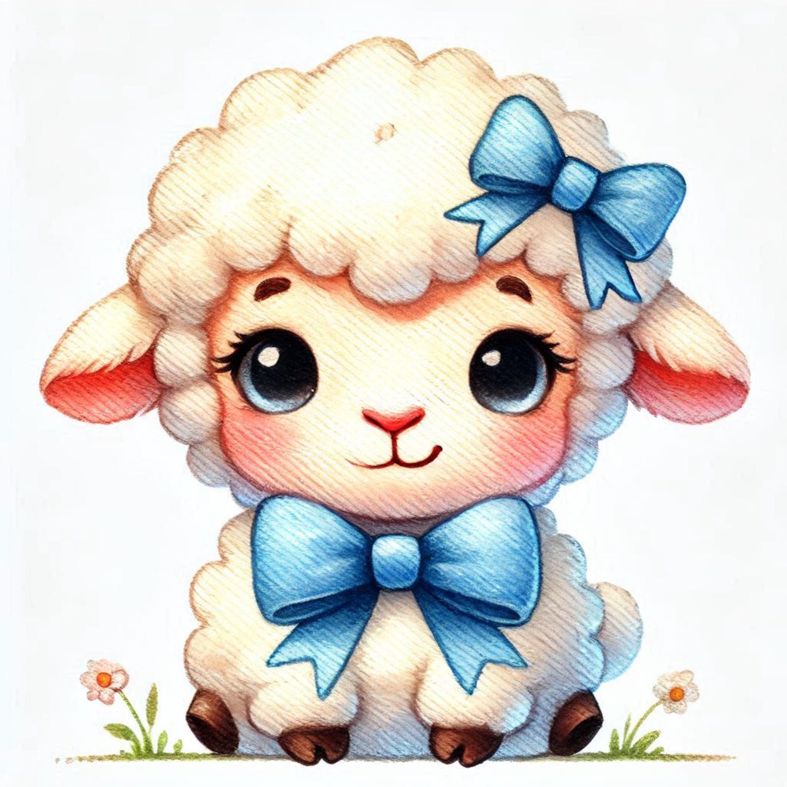 10 Printable Cute Baby Sheep Clipart, Watercolor Sheep, Sheep Girl ...