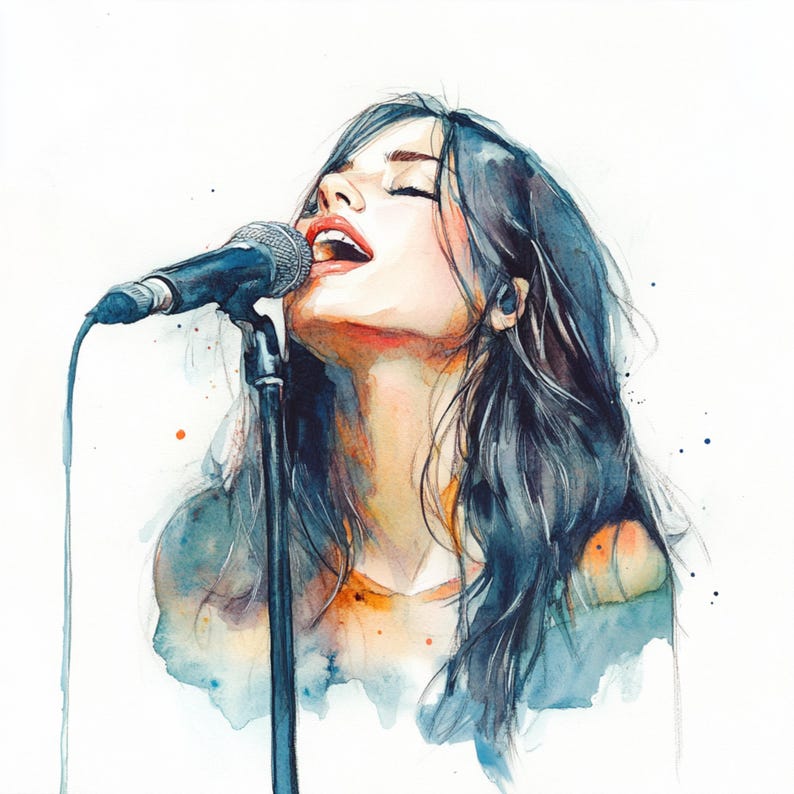 Watercolor Singing Girl, Young Women Singer, Beautiful Singer Girl ...