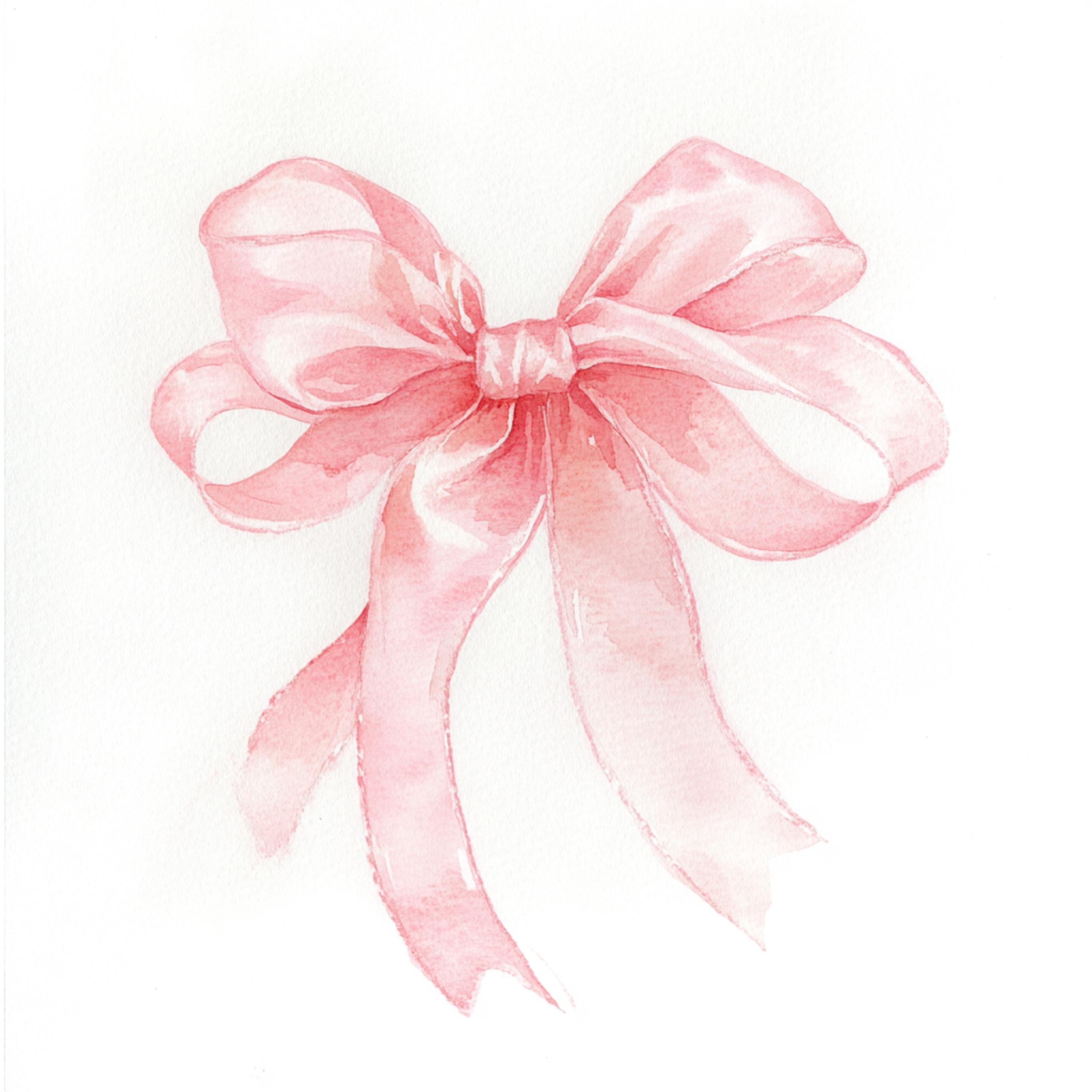 10 Printable Pink Bows, Watercolor Bows Clip Art, Printable Jpgs, Bows ...