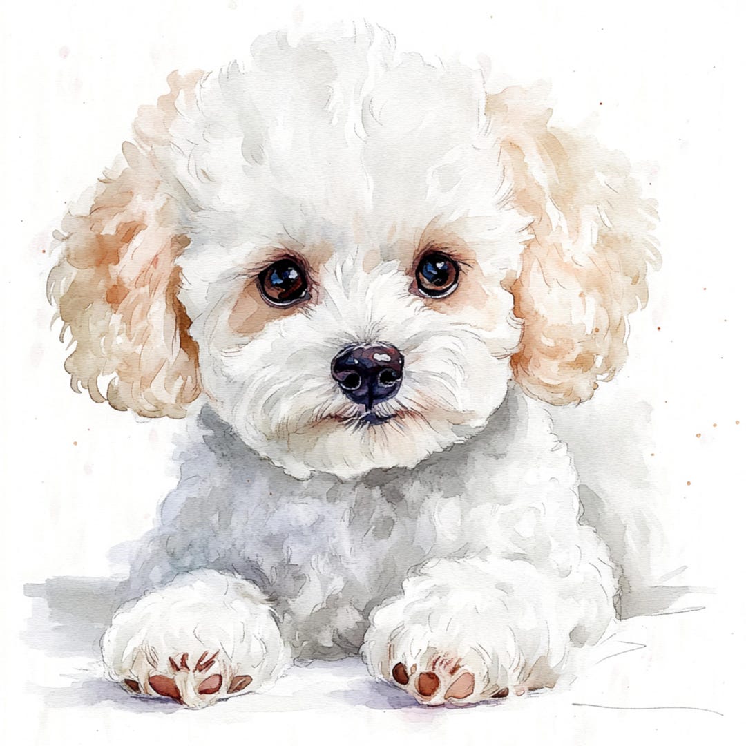 Printable Poodle Art, Puppy Poodle Images, Watercolor Art, Cute Clipart ...