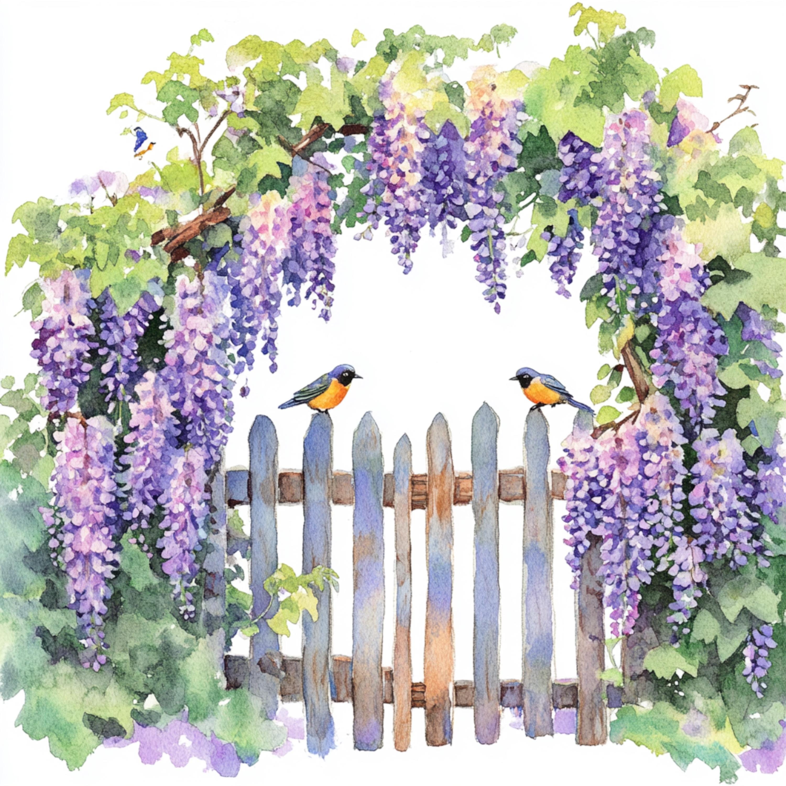 10 Printable Gates, Floral Garden Gates Country Fence With Wisteria ...