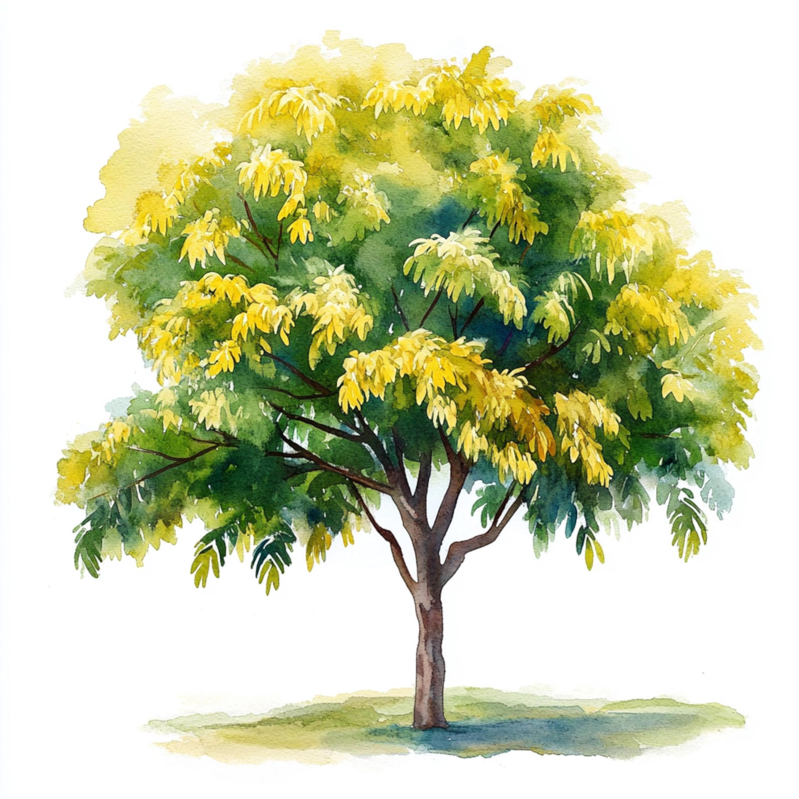 10 Printable Mimosa Tree, Watercolor Blossom Mimosa, Yellow Tree ...