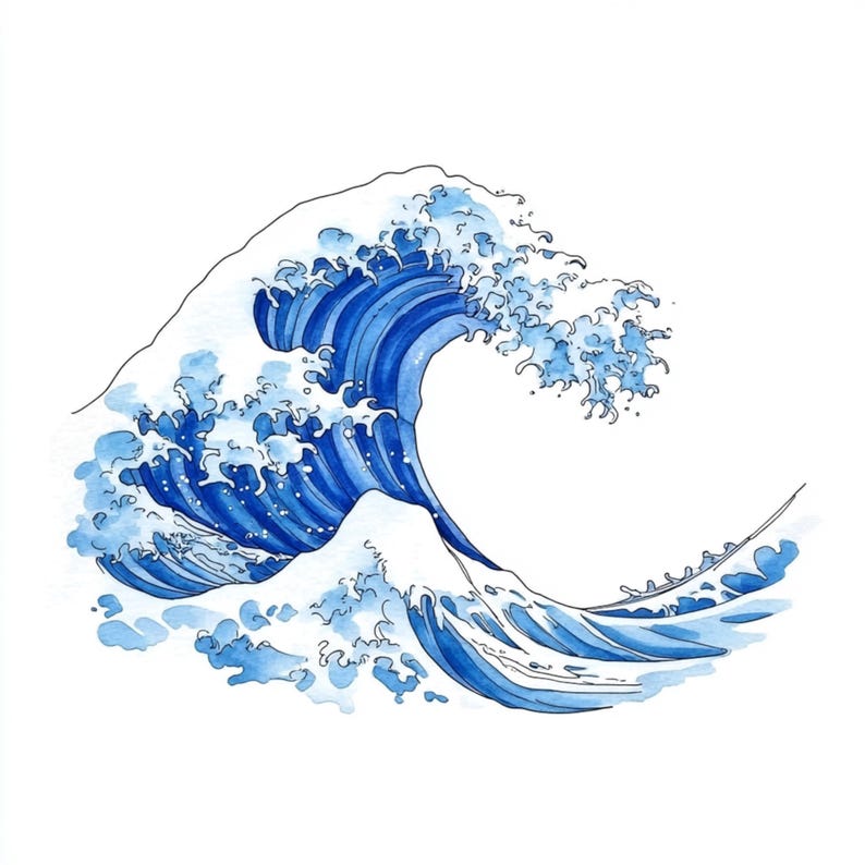 10 Printable Waves Art, Watercolor Sea Waves, Cartoon Waves Clipart ...