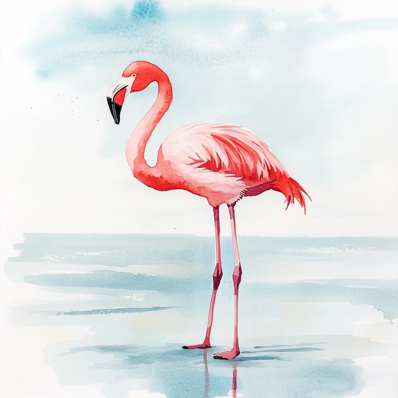 10 Printable Flamingos, Watercolor Flamingo, Big Birds, Realistic ...