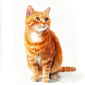 Printable Ginger Cat Clipart, Watercolor Art, Cute Ginger Cat, Cat Clip ...