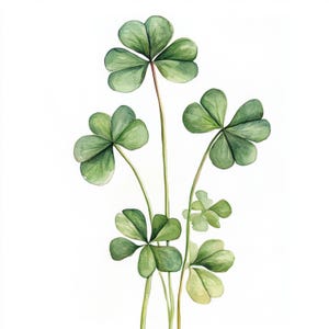 Printable Clover Leaves Decor, Watercolor 10 Images, Clover Botanical ...