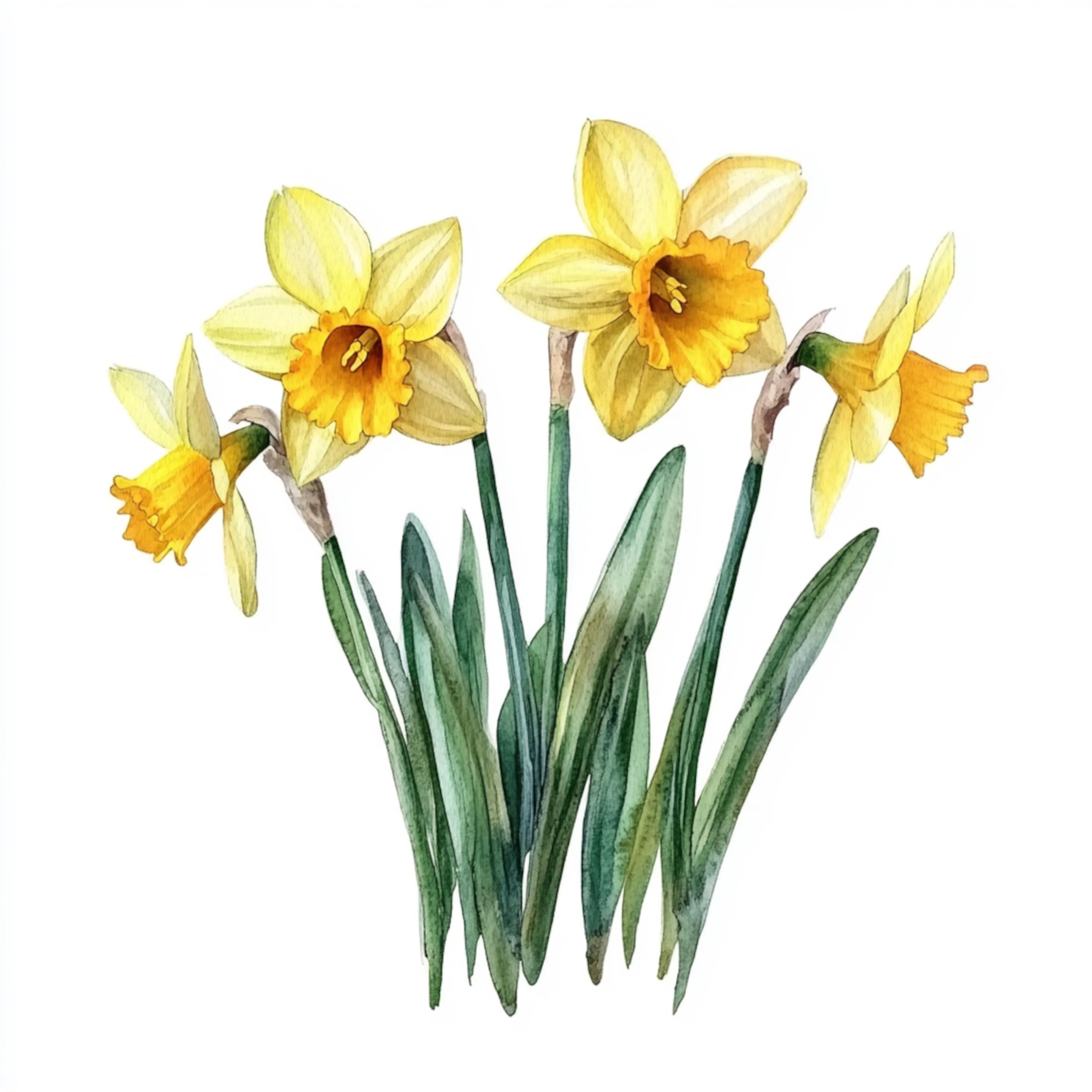 10 Printable Daffodils Decor, Yellow Daffodils Watercolor, Spring ...