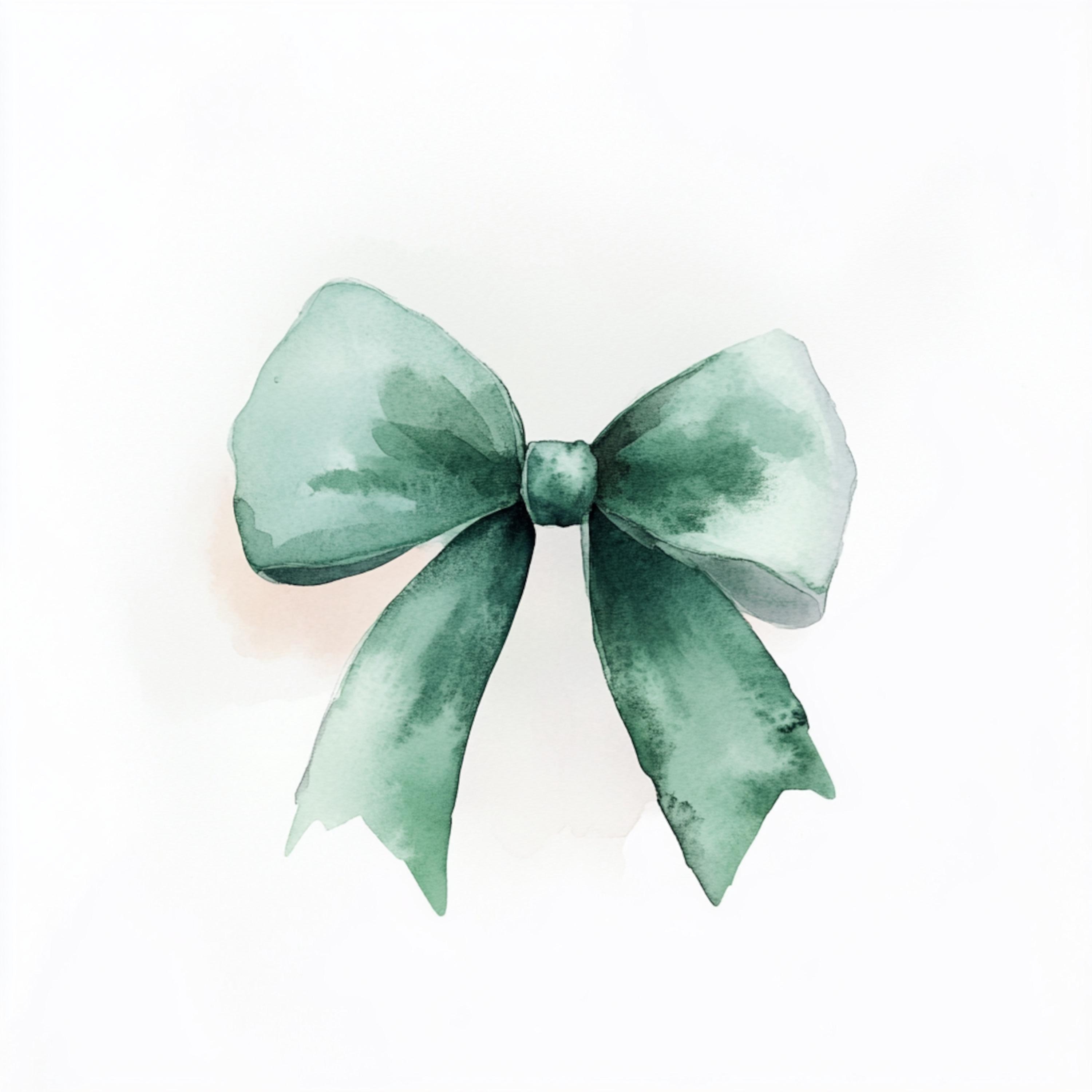 10 Printable Green Bows, Watercolor Bows Clip Art, Printable Jpgs ...