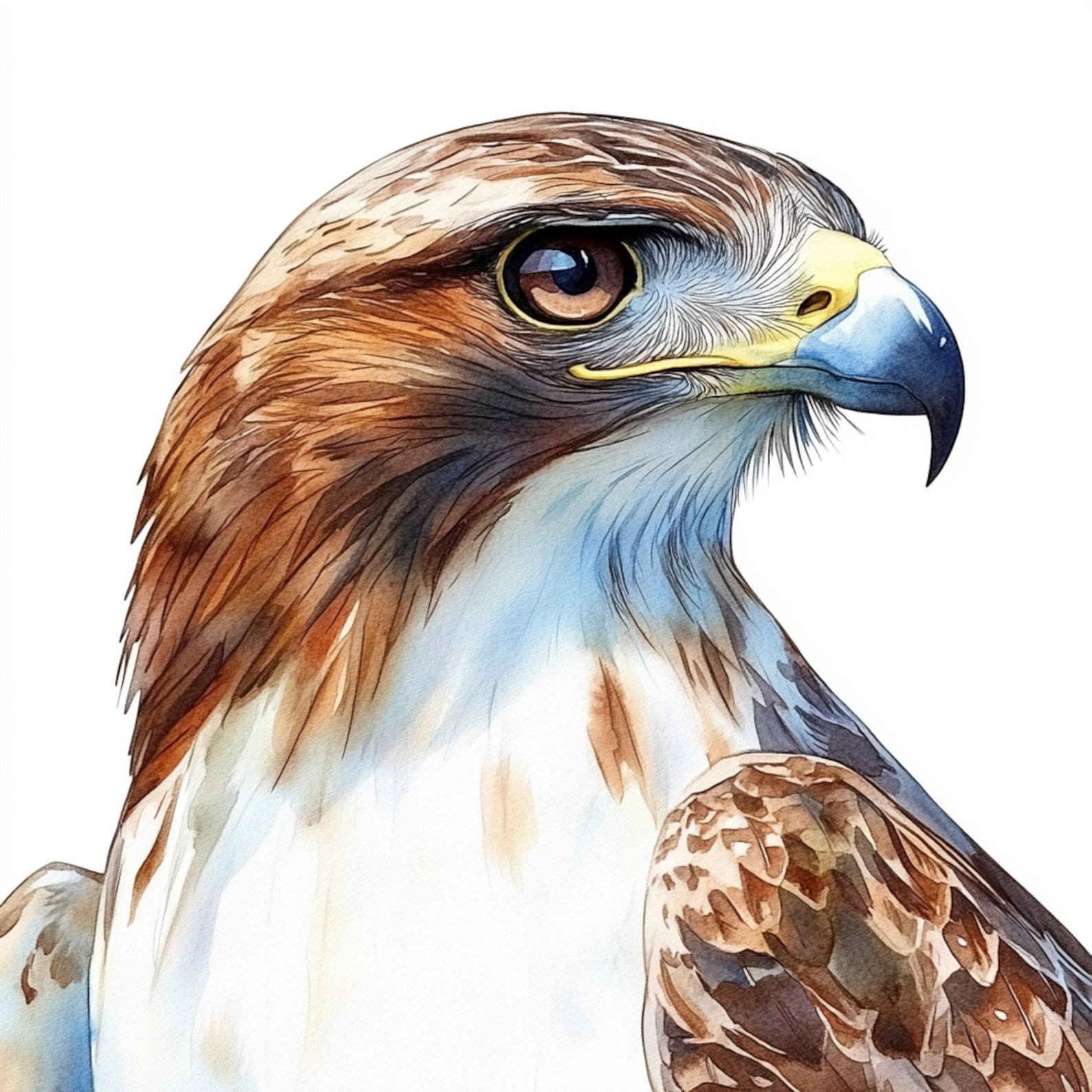 10 Printable Hawk, Watercolor Bird, Hawk on Tree Branch, Hawk Clip Art ...