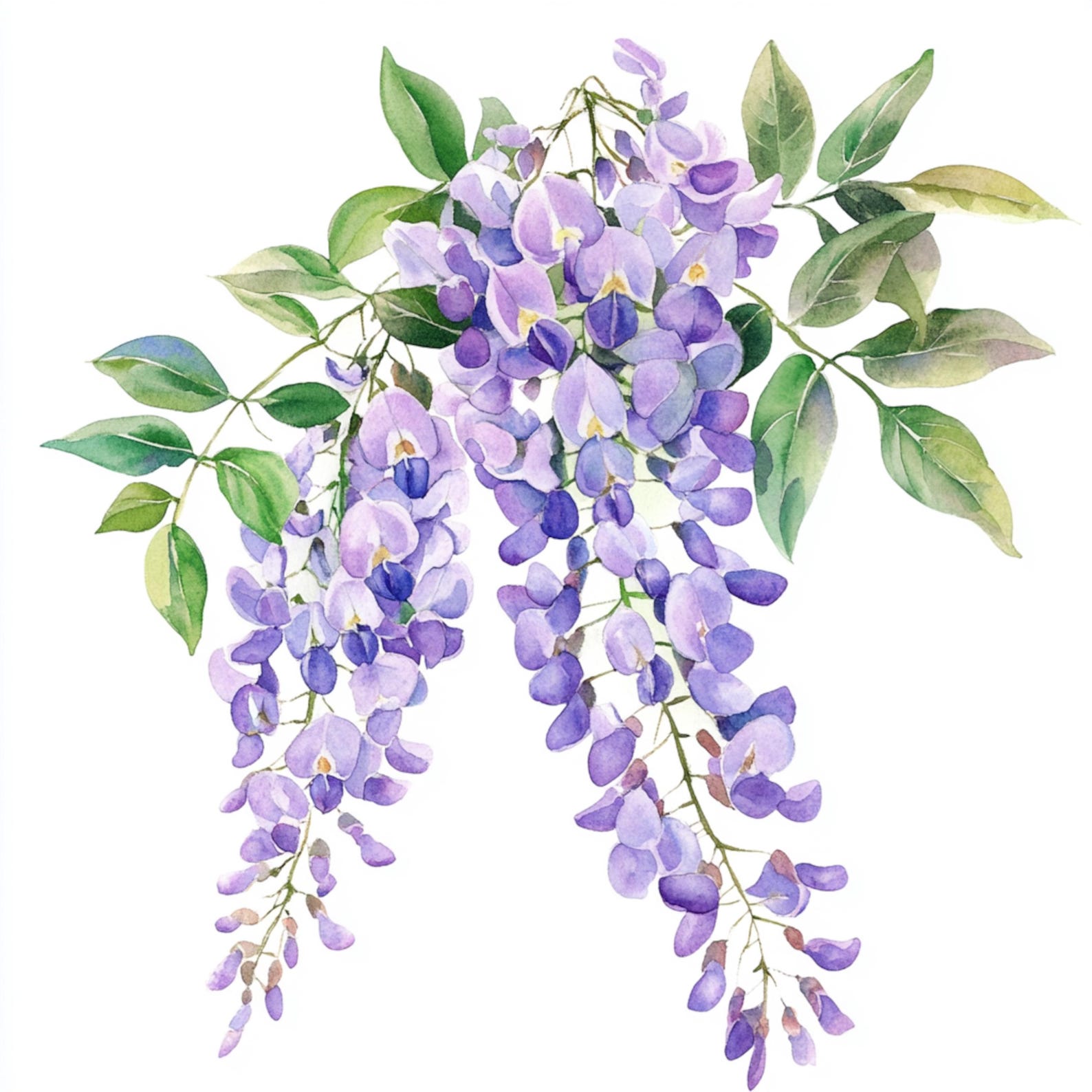 10 Printable Purple Wisteria, Watercolor Blossom, Spring Clipart ...