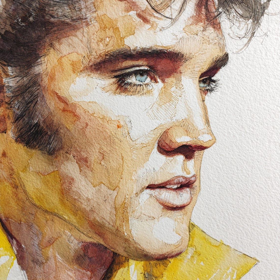 10 Printable Watercolor Elvis Presley, Iconic Music Legend Illustration ...