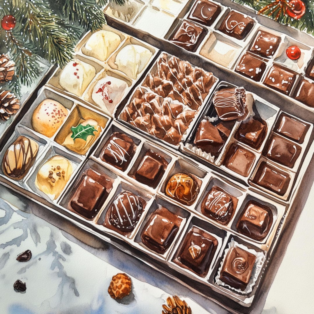 Christmas Chocolate Candy, Watercolor Images, Christmas Chocolate ...