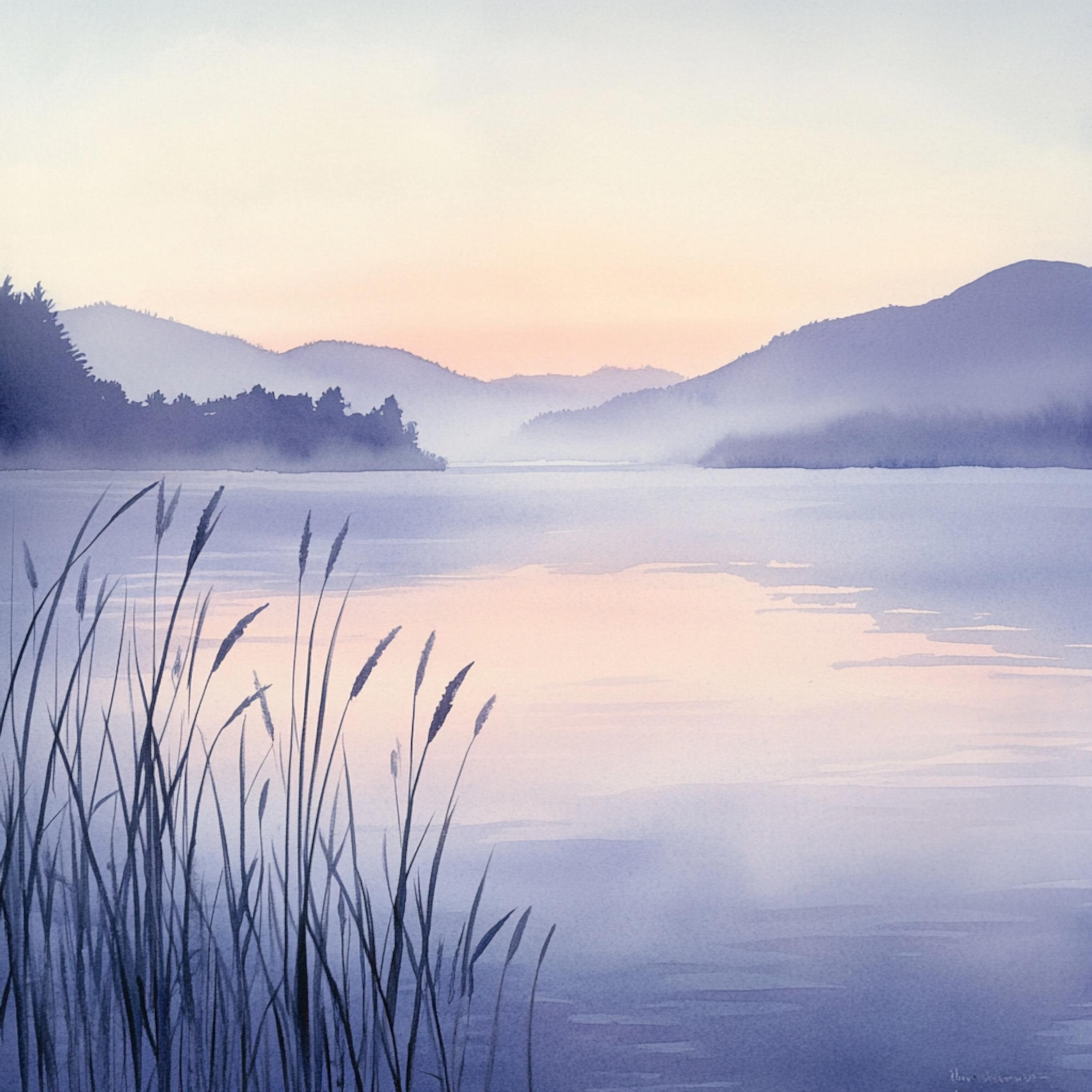 10 Printable Lake Landscape, Minimalist Landscape, Foggy Lake ...