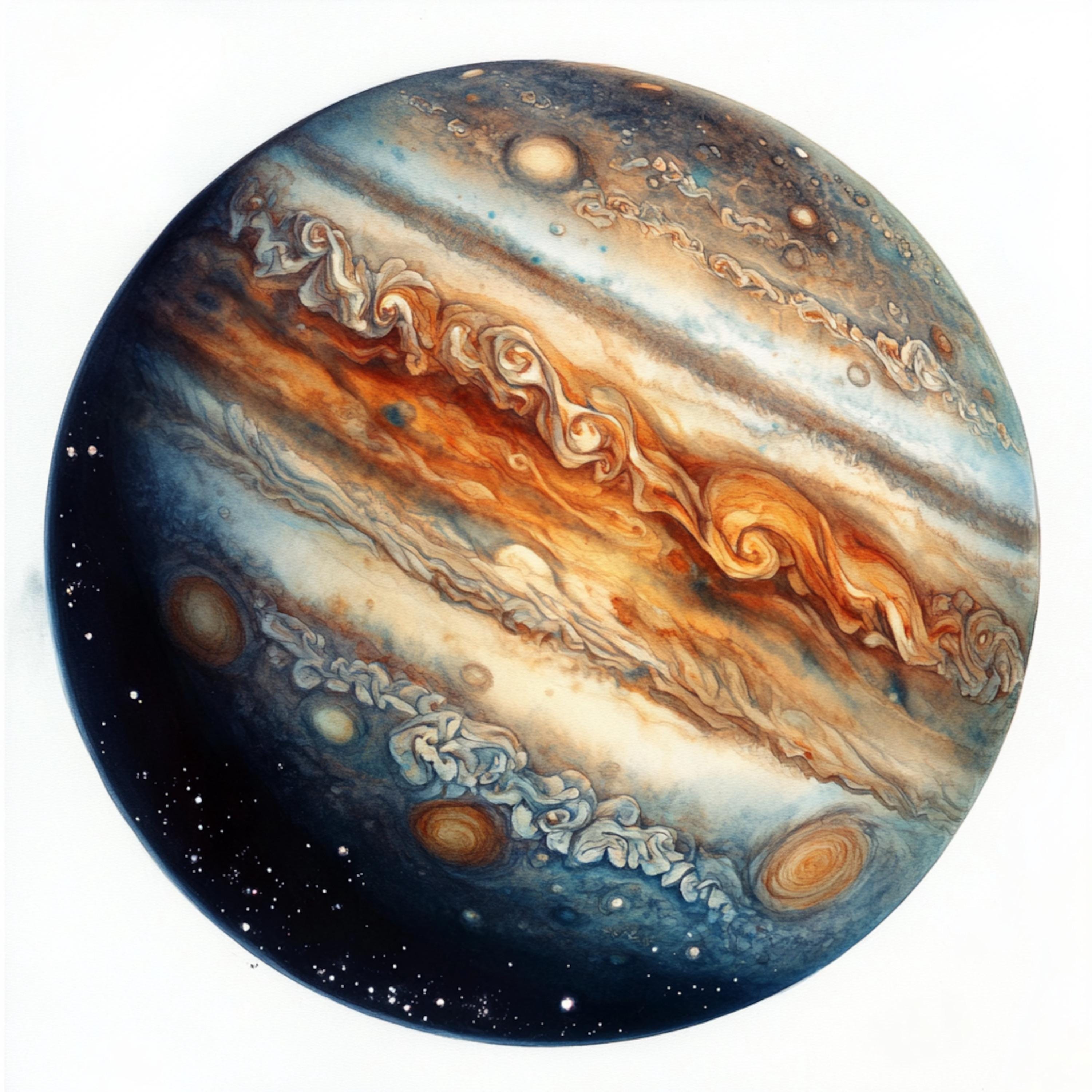 Printable Jupiter Art, Watercolor Jupiter, 10 Planet Clipart, Printable ...