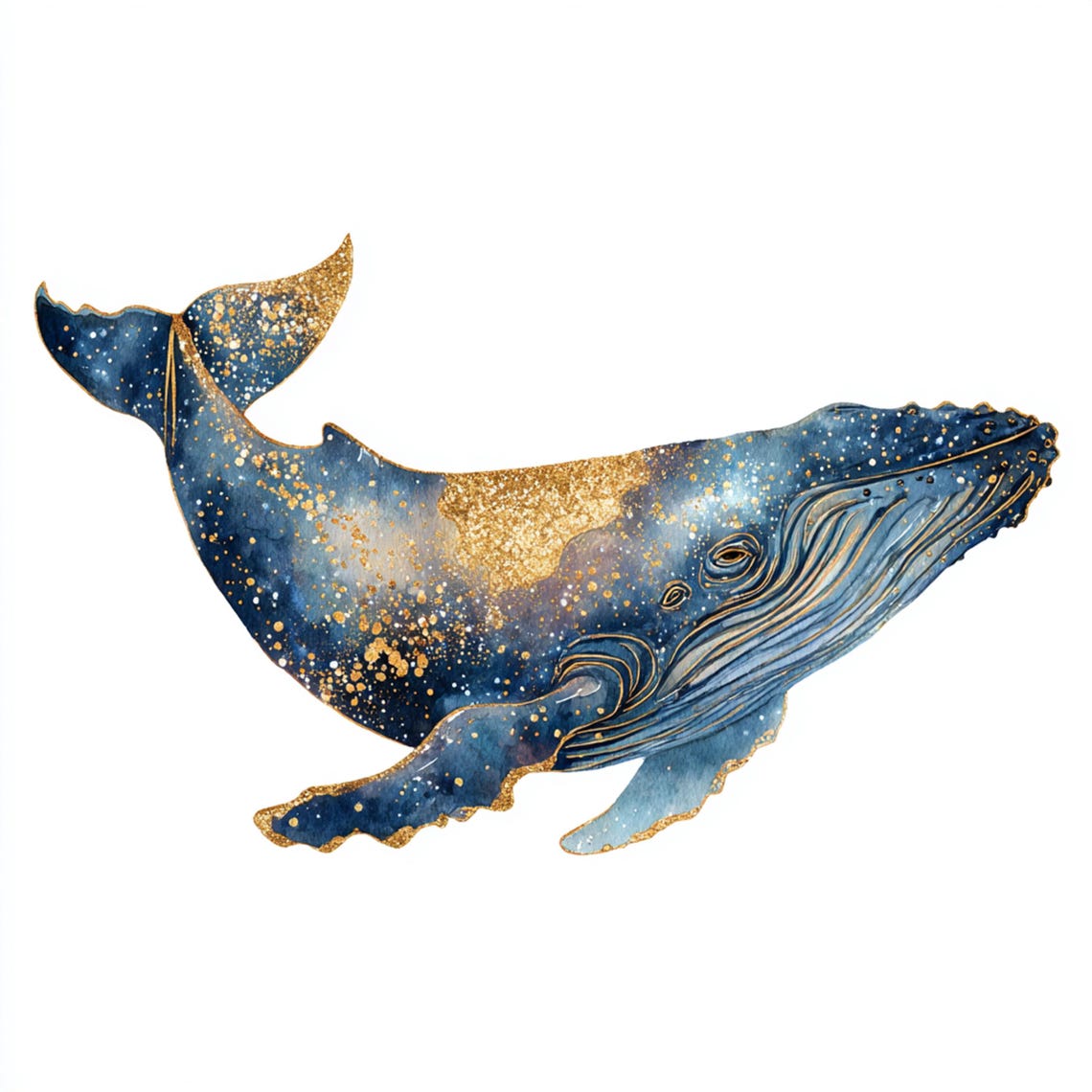 10 Printable Starry Whale Clipart, Whale Watercolor, Nautical Clip Art ...