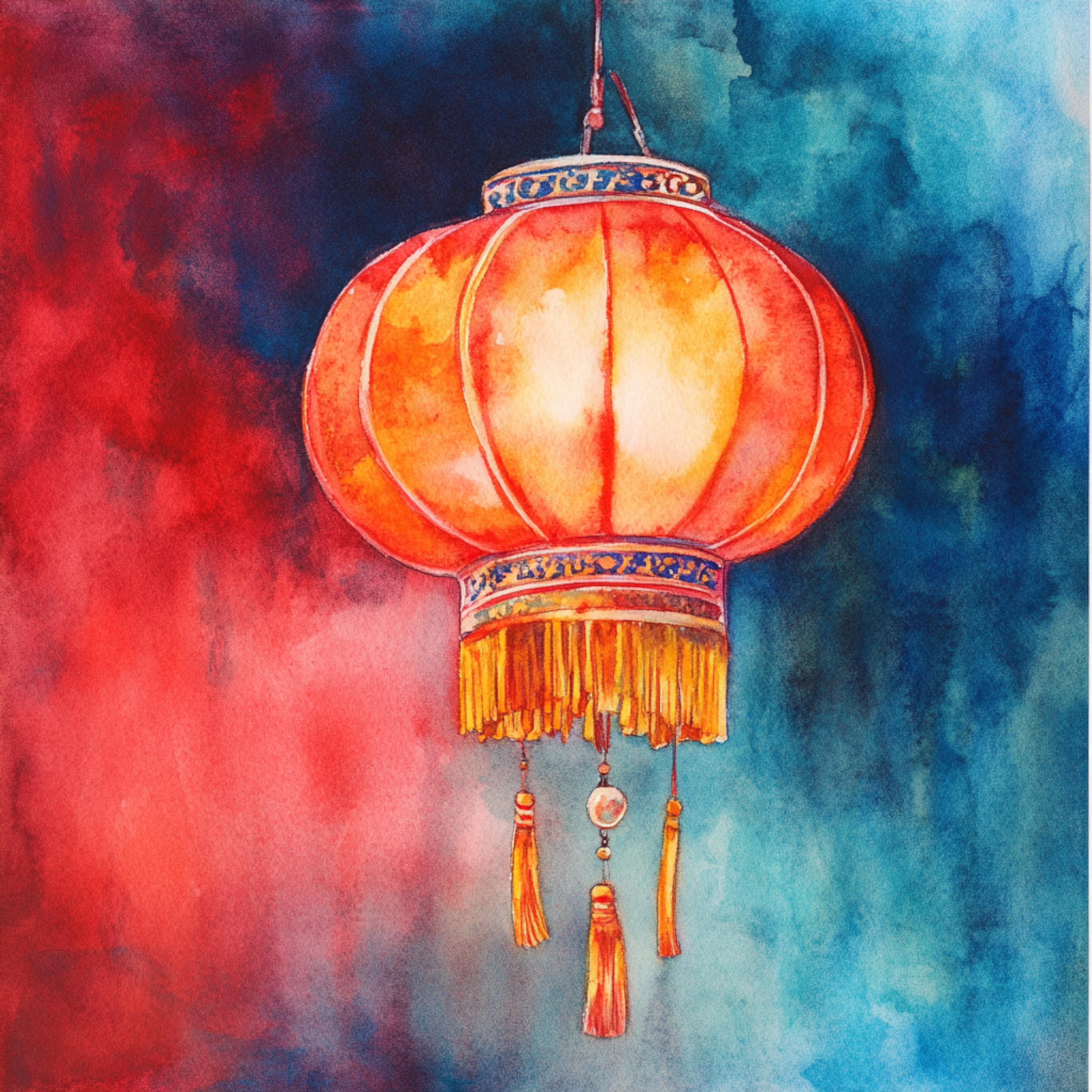 Printable Chinese Lantern, Watercolor Chinese Lantern, Printable Jpgs ...